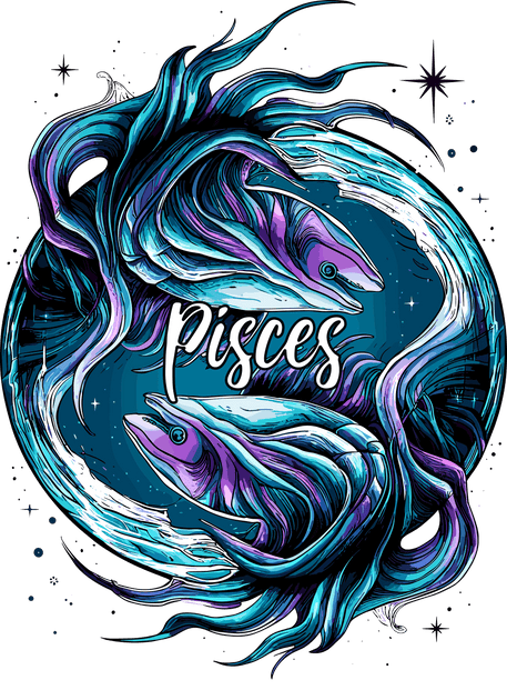 Pisces Purple & Blue Fish DTF (direct-to-film) Transfer – Twisted Image ...