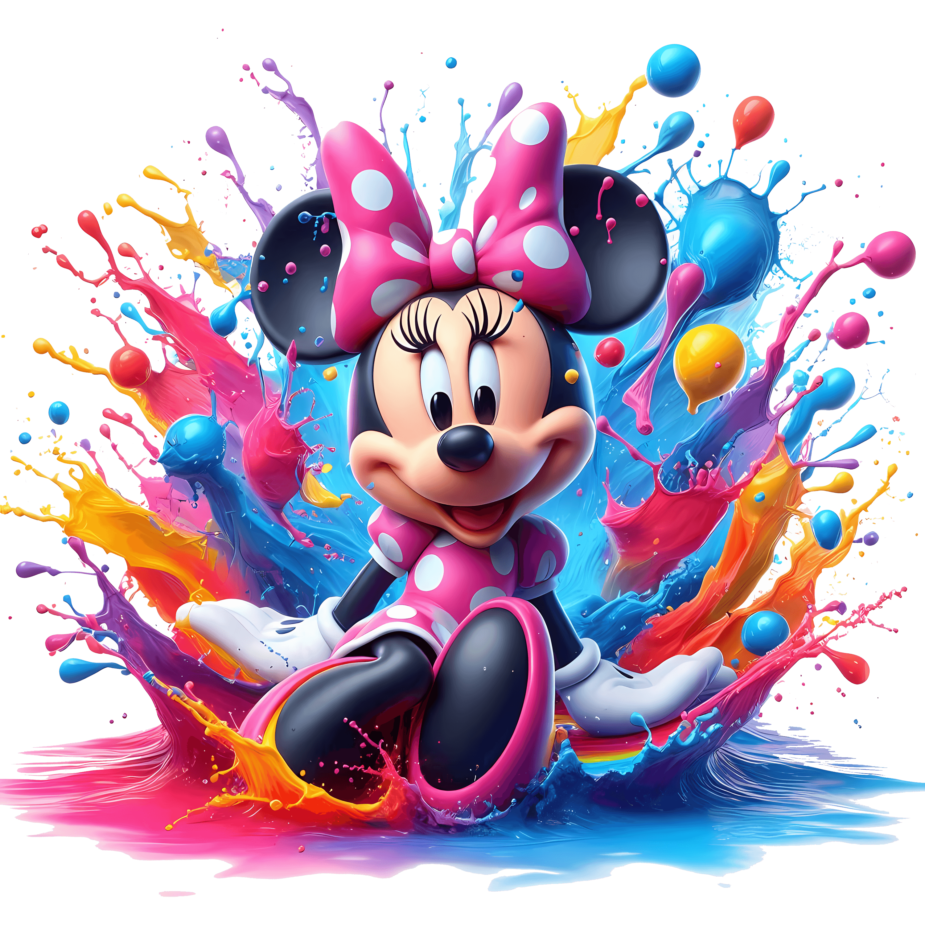 Posing Minnie in Pink Color Drip DTF (direct-to-film) Transfer ...