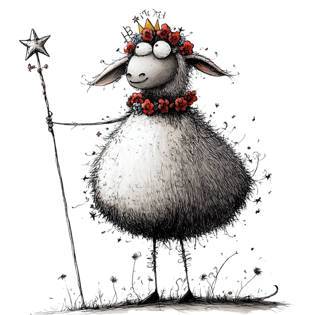 Quirky Sheep With Floral Headdress And Star Adorned Shephards Staff 1 ...