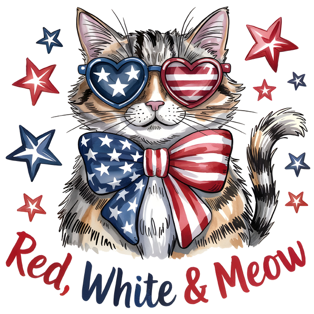 Red White & Meow Cat DTF (direct-to-film) Transfer – Twisted Image ...