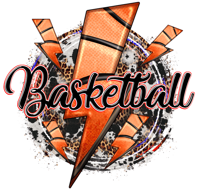 Retro Basketball with Lightning Bolt DTF (direct-to-film) Transfer ...