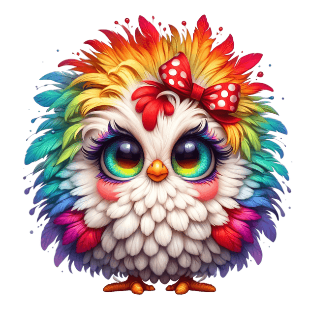 Retro Fluffy Feathers Chicken DTF (direct-to-film) Transfer – Twisted ...