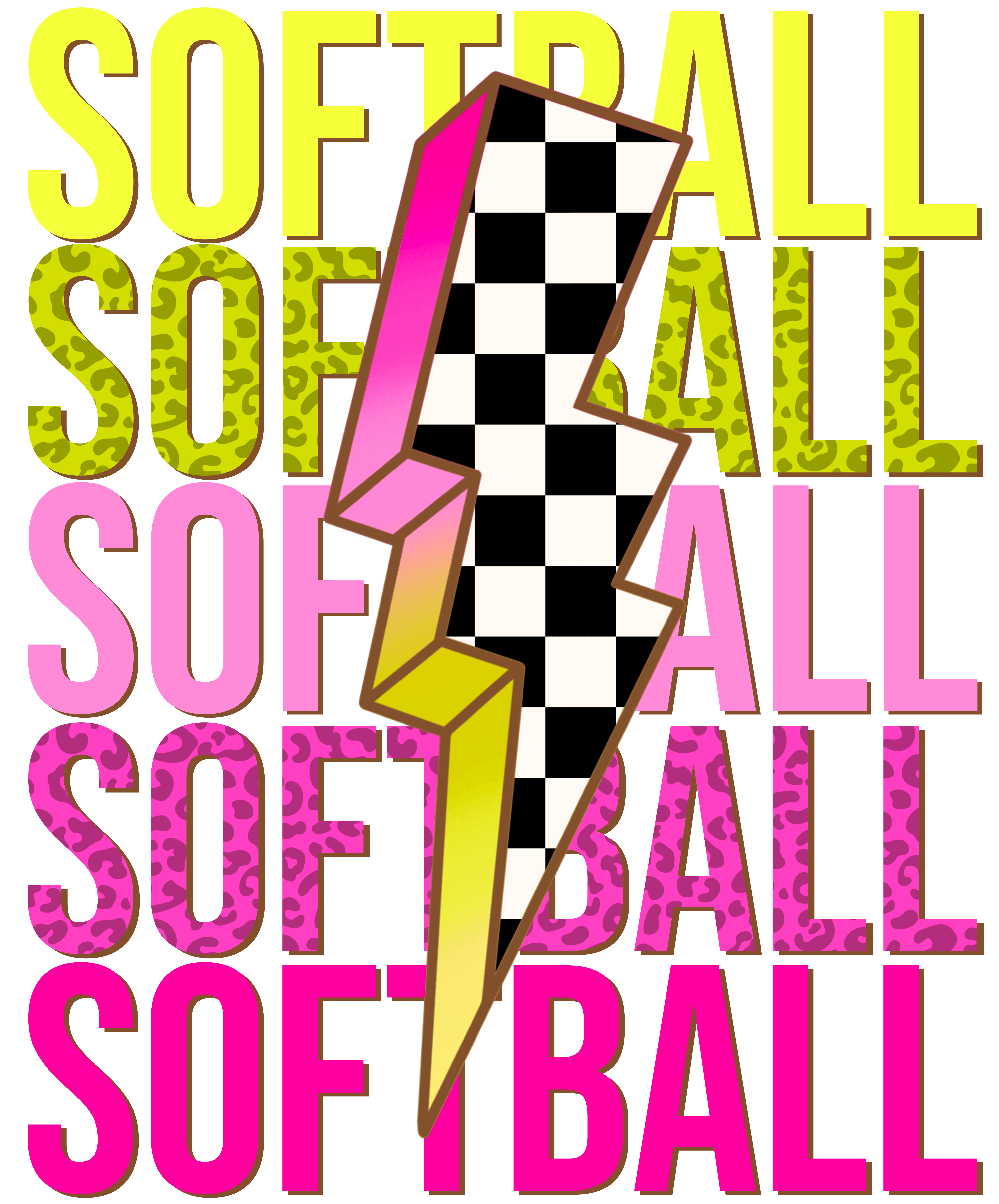Retro Softball Lightning Bolt DTF (Direct to Film) Transfer – Twisted ...