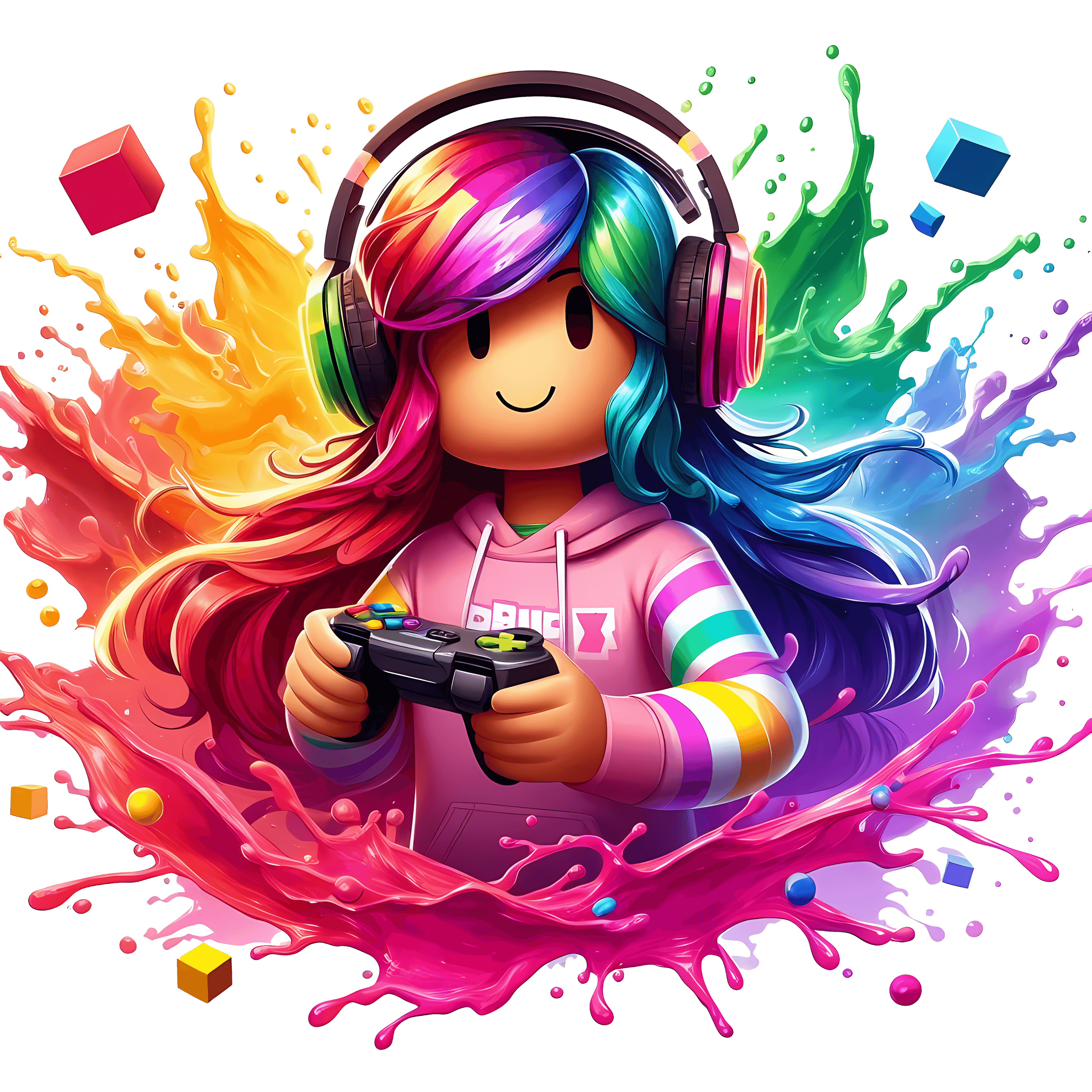 Roblox Girl Playing Game Color Drip DTF (direct-to-film) Transfer ...