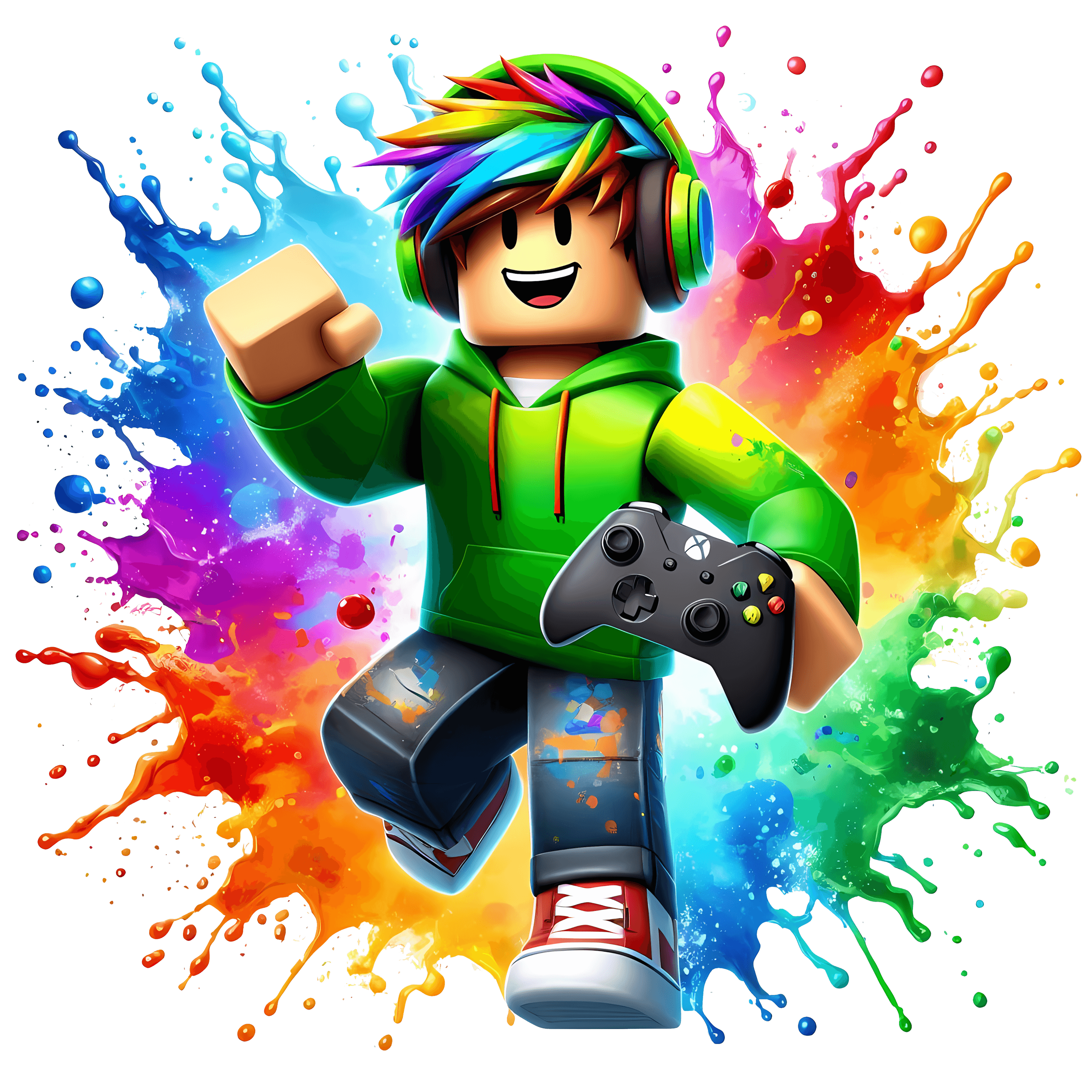 Roblox in Green Jacket Color Drip DTF (direct-to-film) Transfer ...