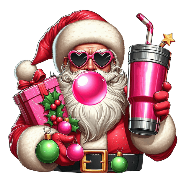Santa Bubble & Cup With Star DTF (direct-to-film) Transfer – Twisted ...
