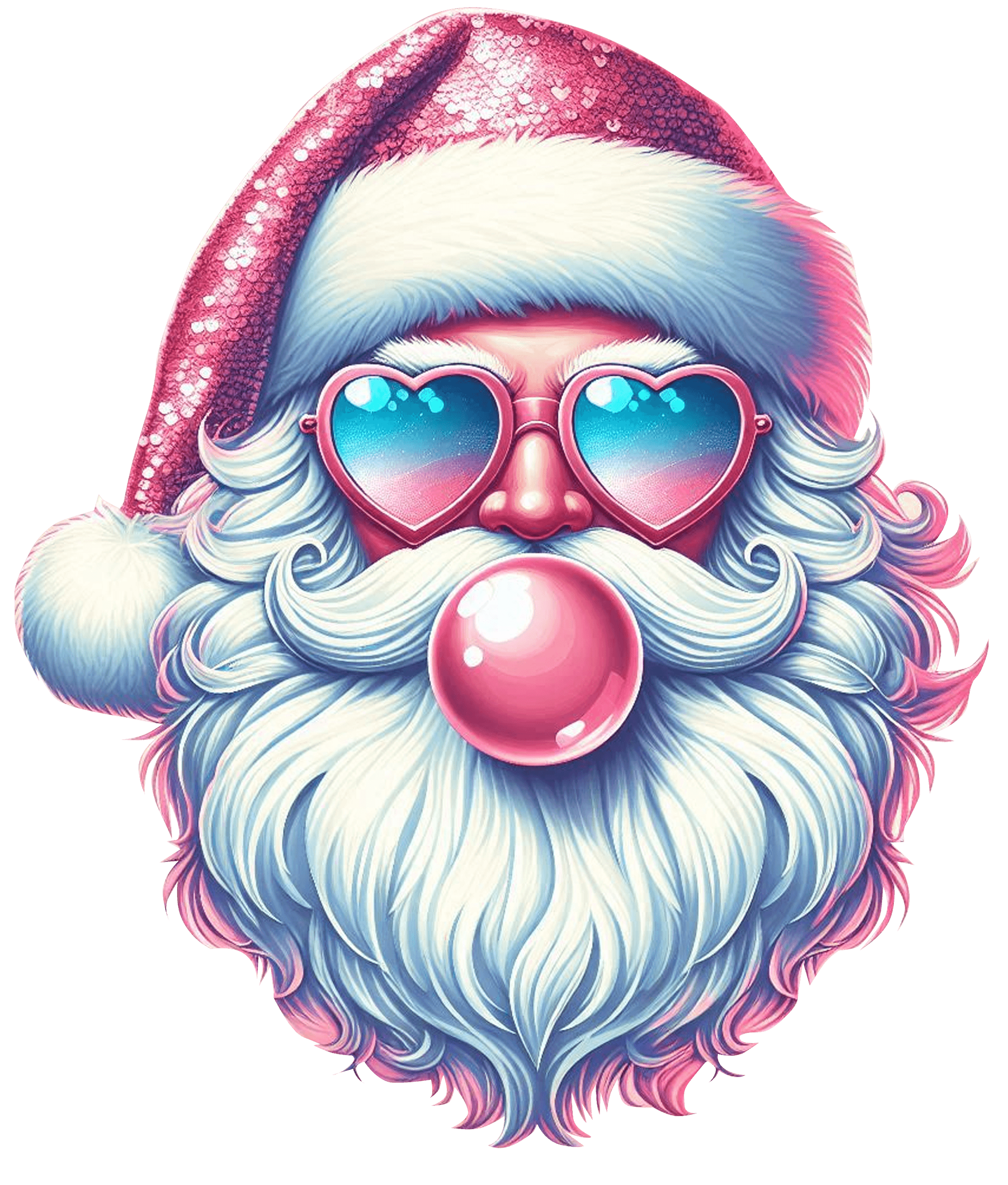 Santa Claus Blowing Bubble Outlined in Pink DTF (direct-to-film ...