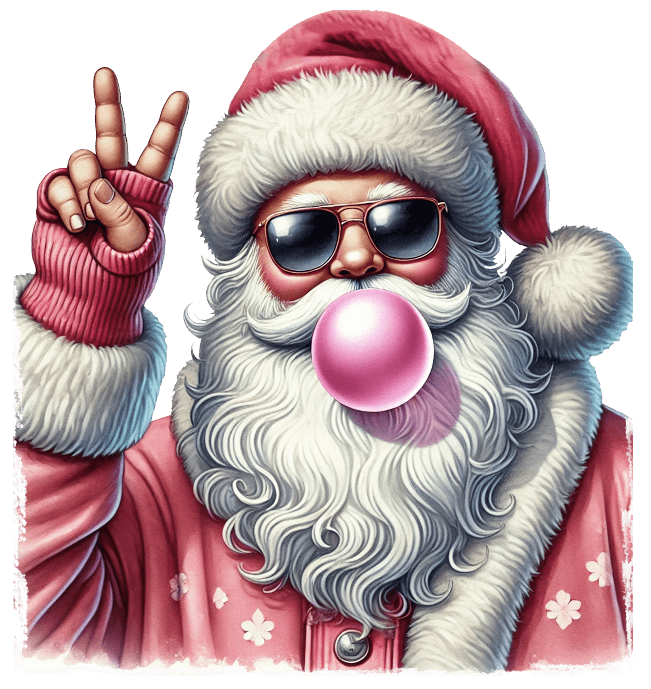 Santa Claus Peace in Glasses DTF (direct-to-film) Transfer – Twisted ...