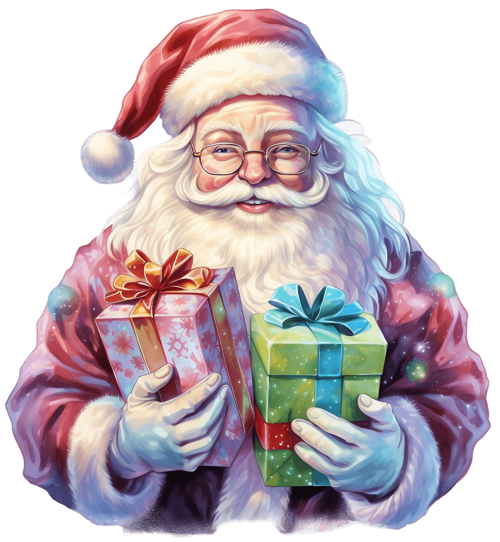 Santa Holding Two Gifts DTF (direct-to-film) Transfer – Twisted Image ...