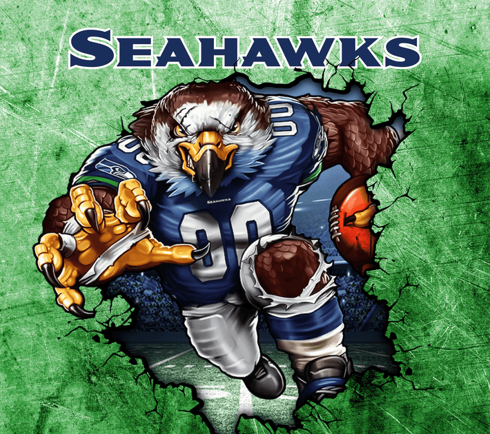 Seattle Seahawks With Animated Football Player UV-DTF 20 oz Skinny ...