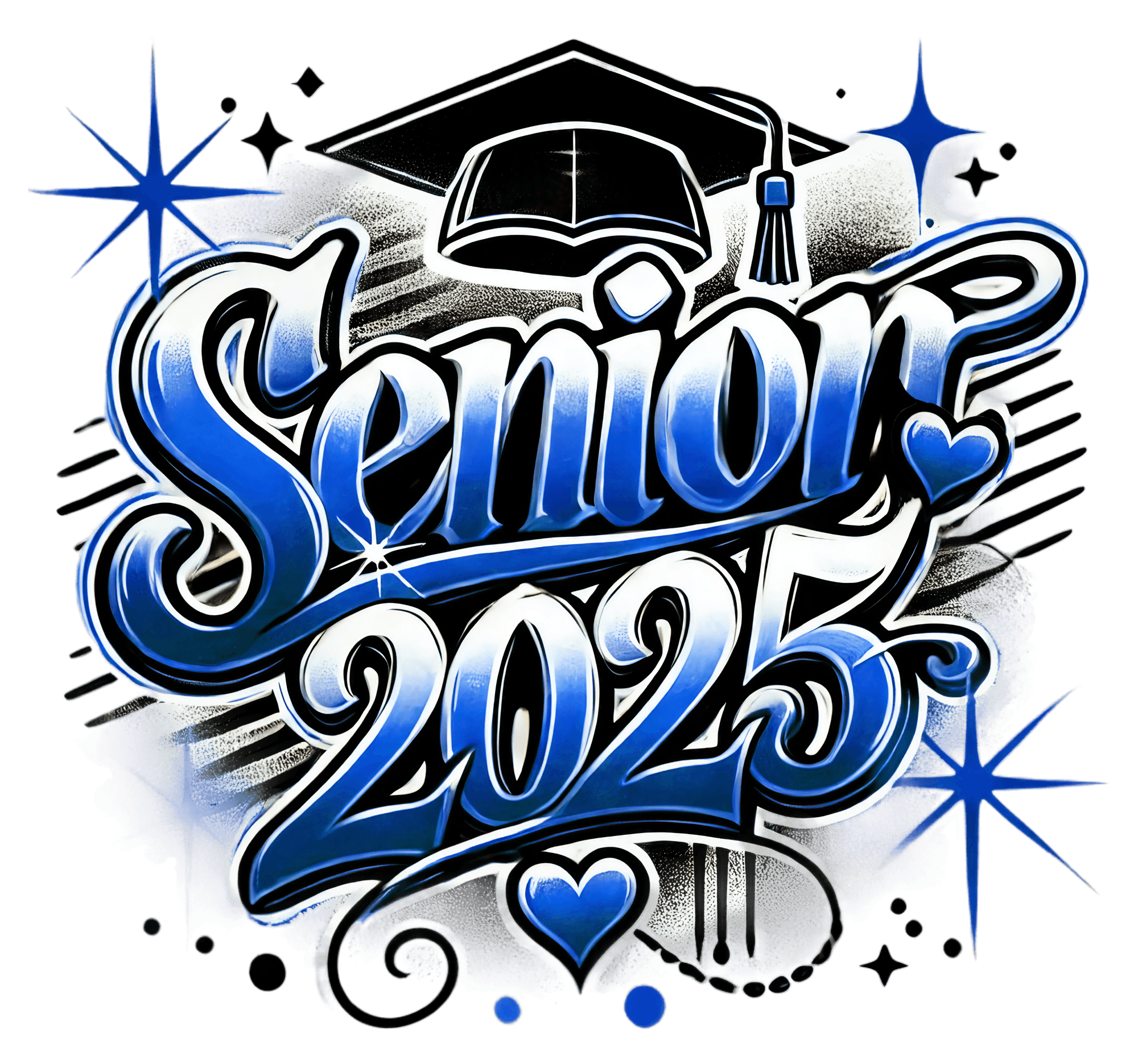 Senior 2025 Airbrushed Blue DTF (direct-to-film) Transfer – Twisted ...