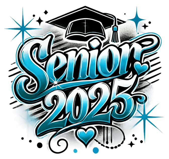 Senior 2025 Airbrushed Lt Blue DTF (direct-to-film) Transfer – Twisted ...