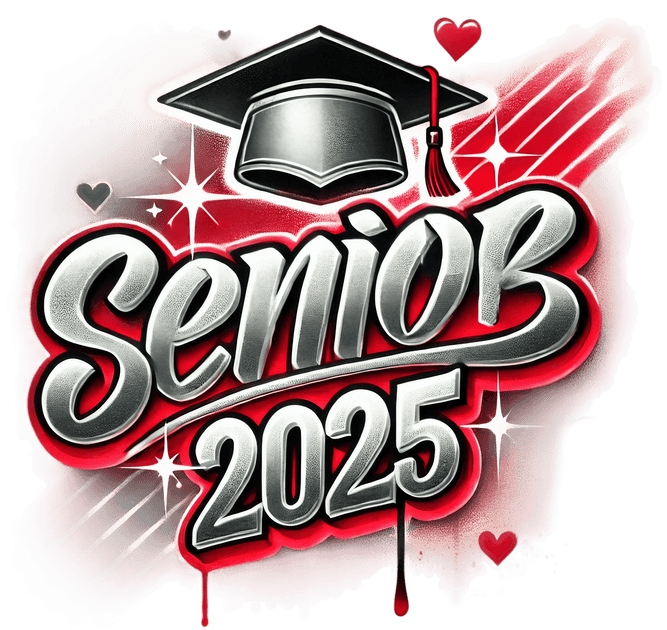 Senior 2025 Airbrushed Red and Black DTF (direct-to-film) Transfer ...