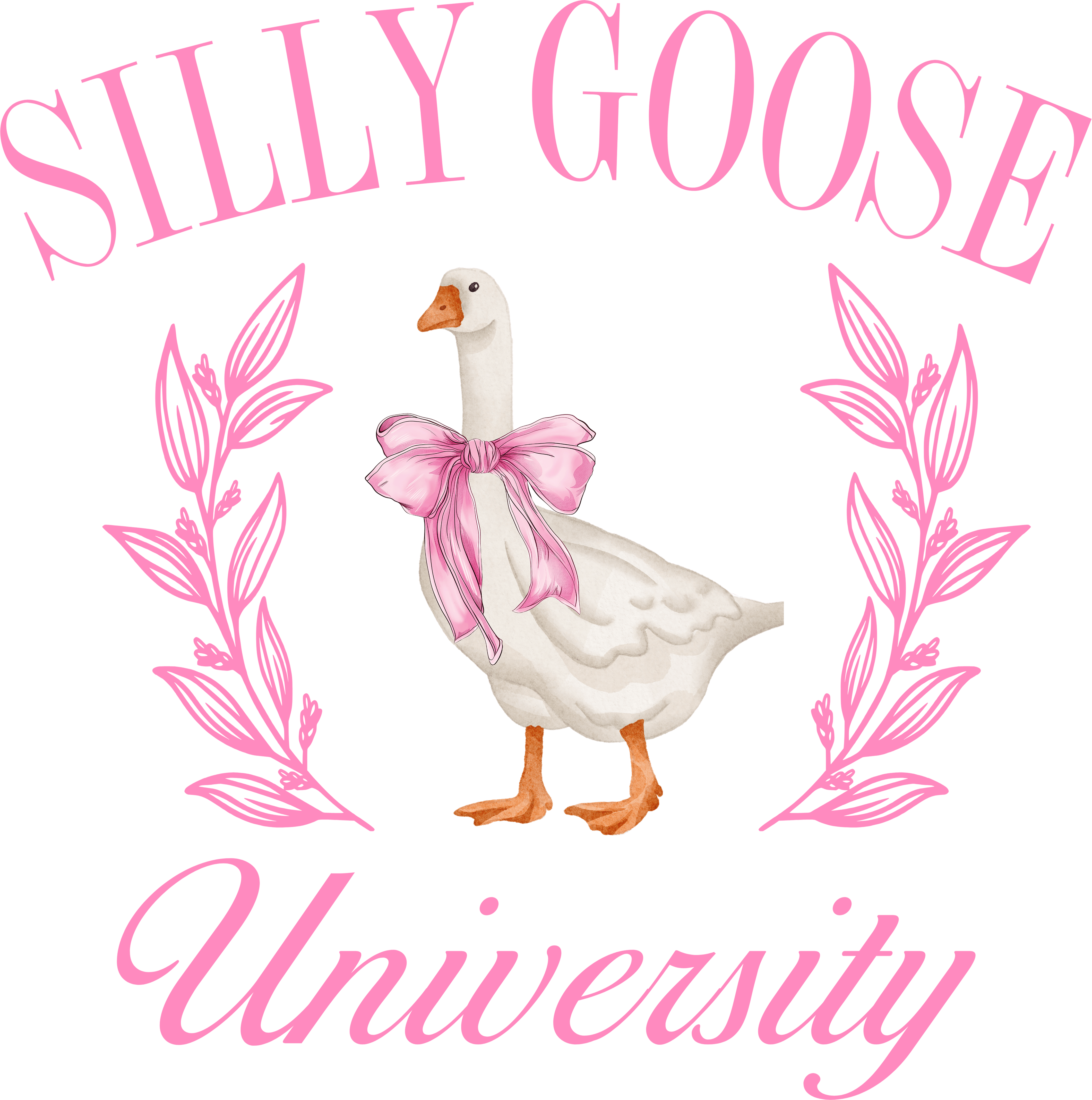 Silly Goose University in Pink With Duck DTF (direct-to-film) Transfer ...