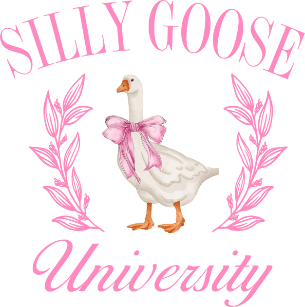 Silly Goose University in Pink With Duck DTF (direct-to-film) Transfer ...