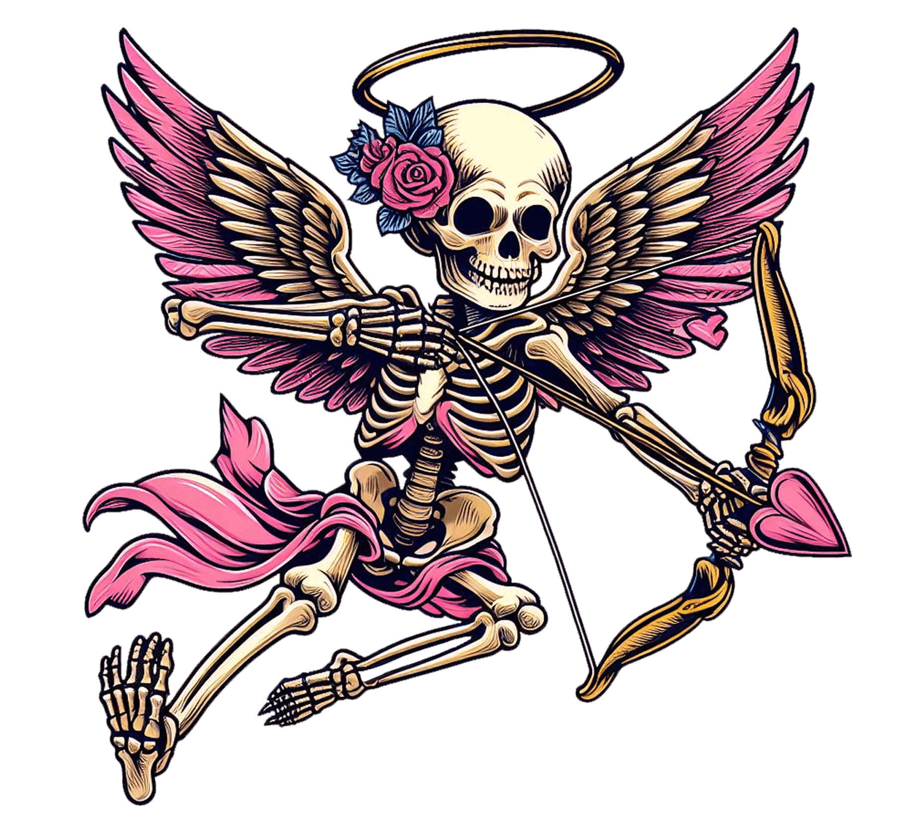 Skeleton With Pink Wings Cupid Valentine DTF (direct-to-film) Transfer ...
