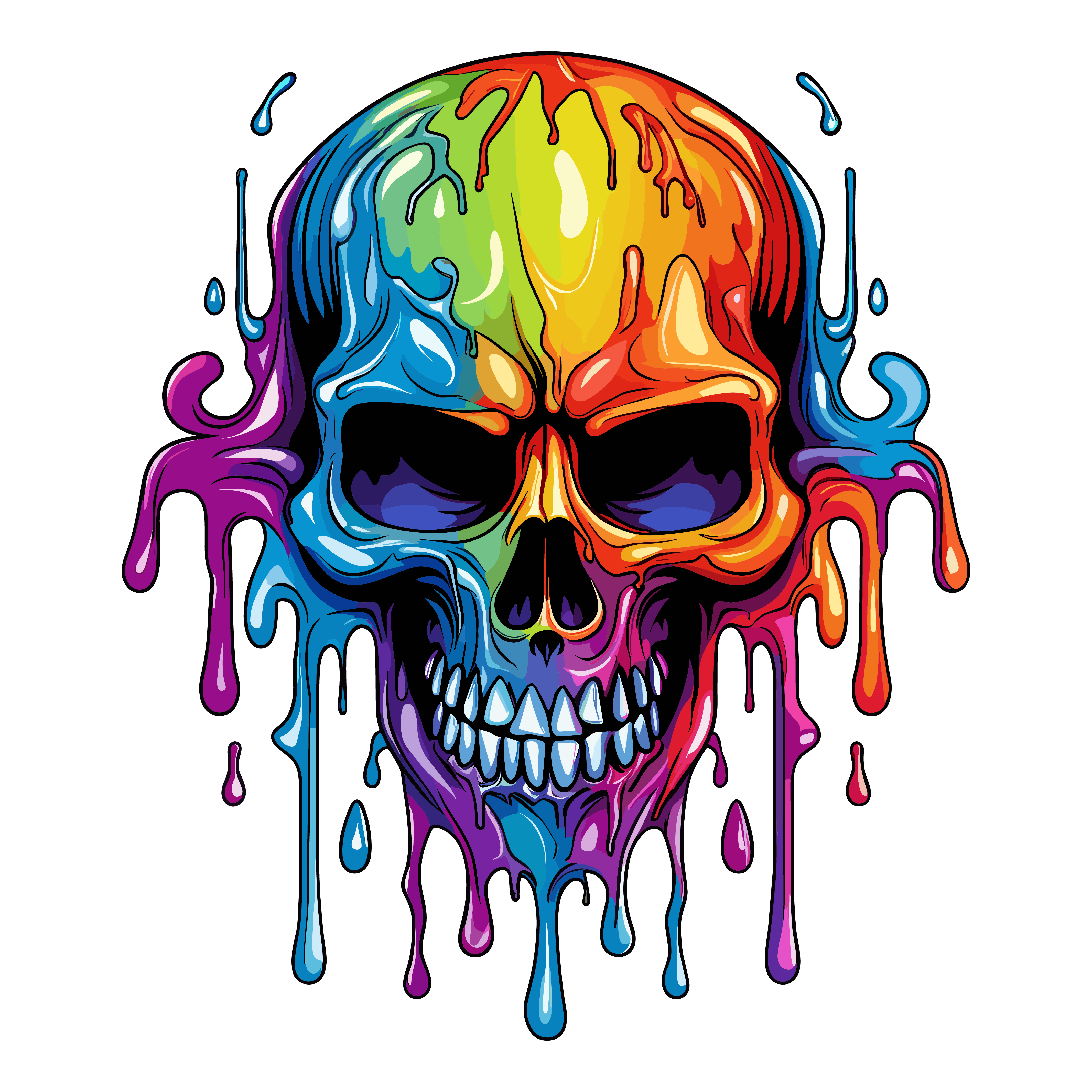 Skull Color Drip DTF (direct-to-film) Transfer – Twisted Image Transfers