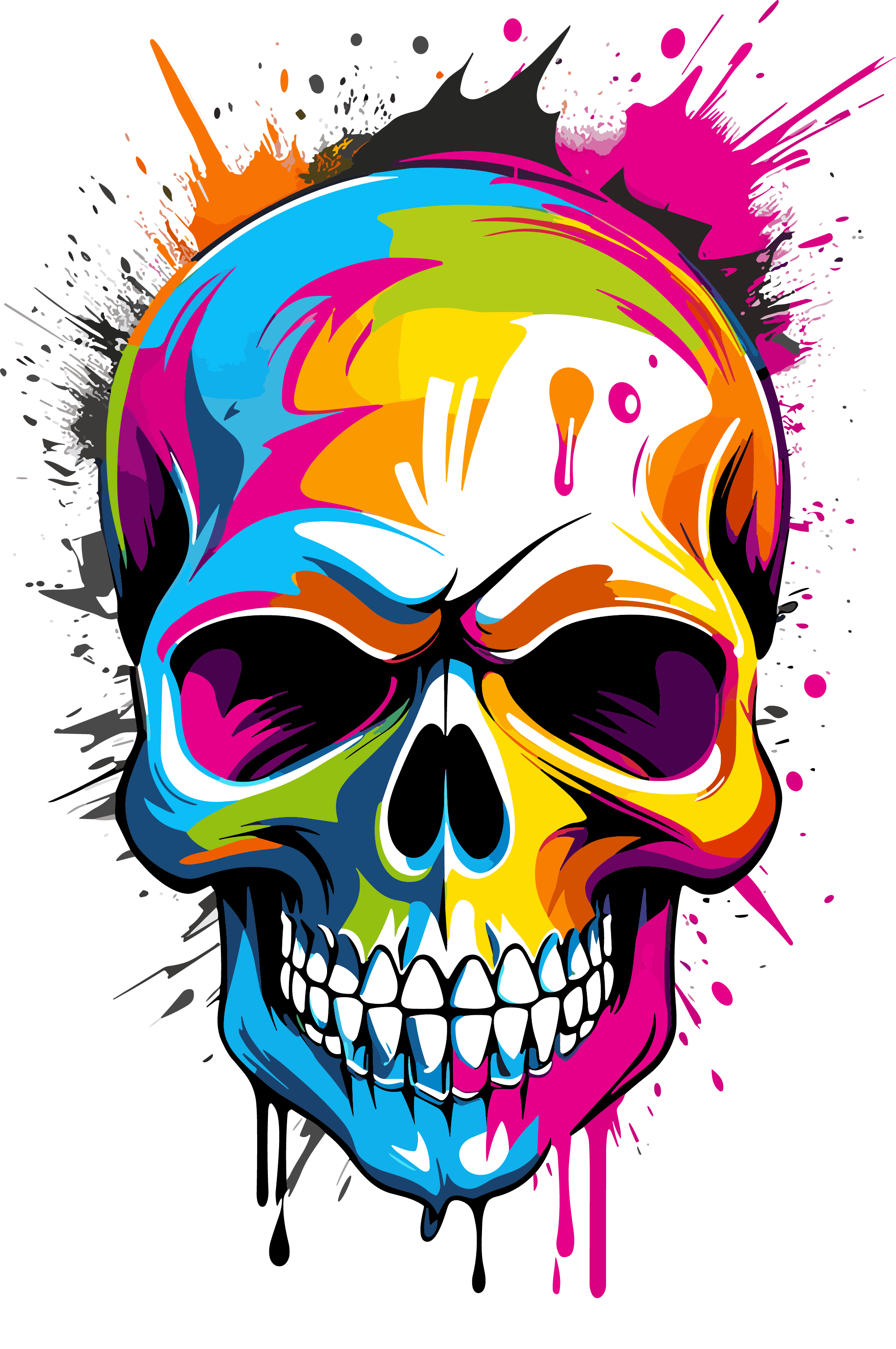 Skull Splatter Color Drip DTF (direct-to-film) Transfer – Twisted Image ...