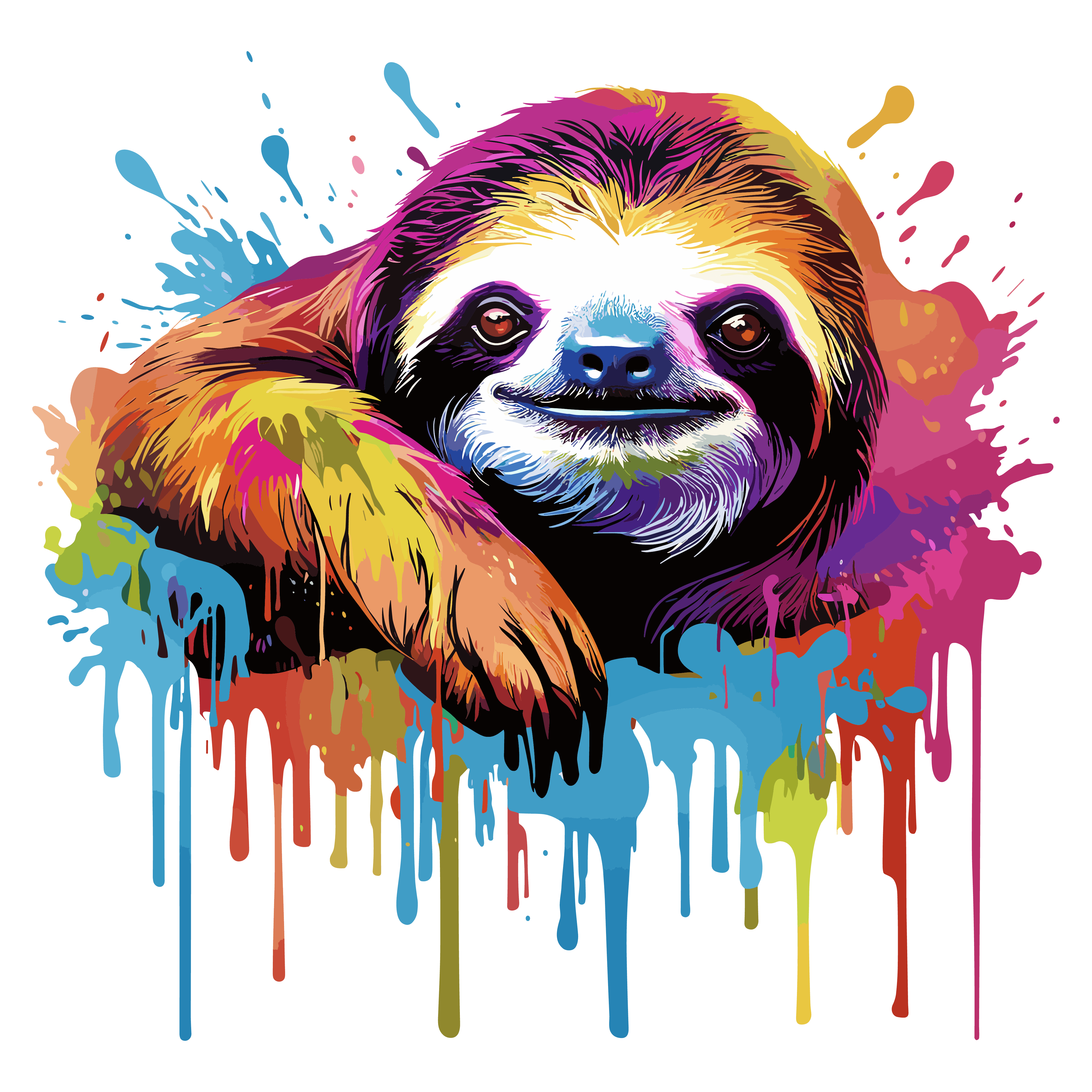 Sloth Color Drip DTF (direct-to-film) Transfer – Twisted Image Transfers