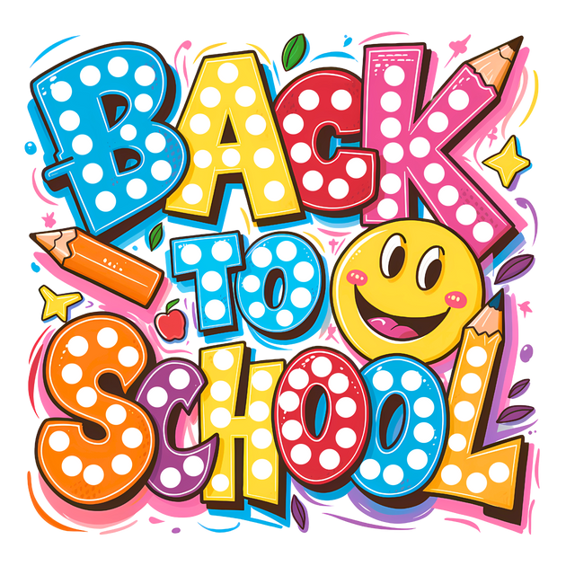 Smiley Back to School White Spots DTF (direct-to-film) Transfer ...