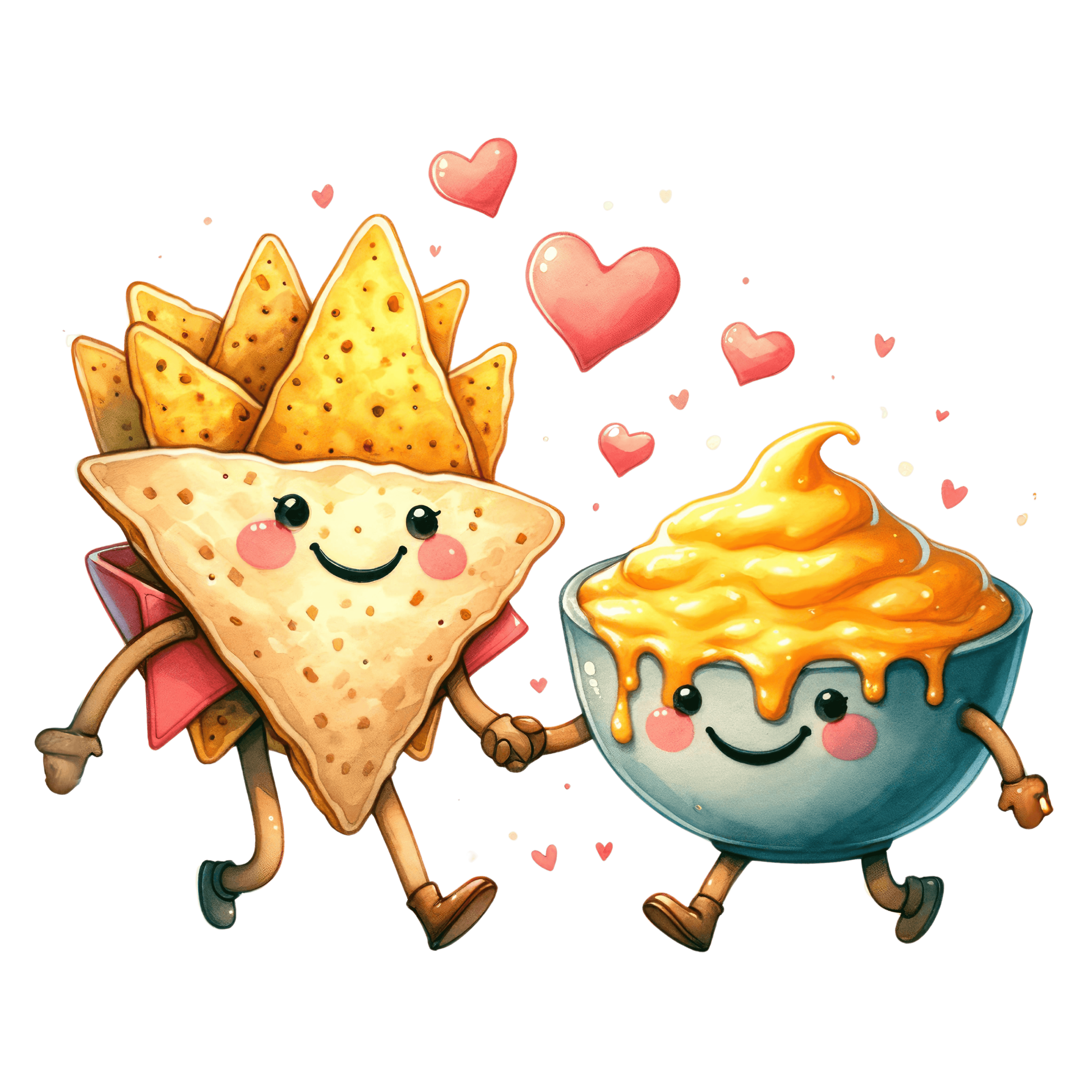 Smiling Chips & Dip Holding Hands DTF (direct-to-film) Transfer ...