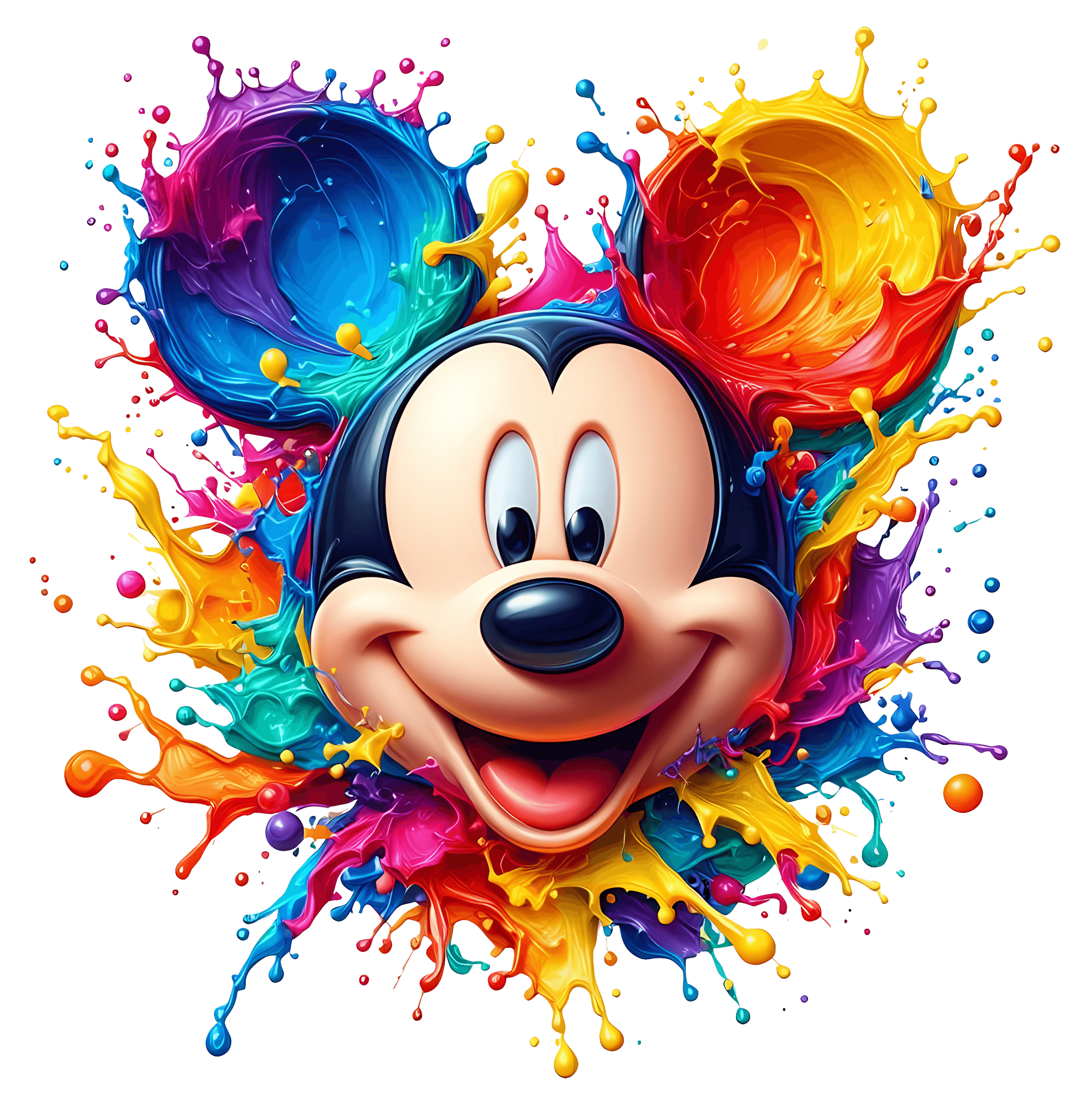 Smiling Mickey in Color Drip DTF (direct-to-film) Transfer – Twisted ...