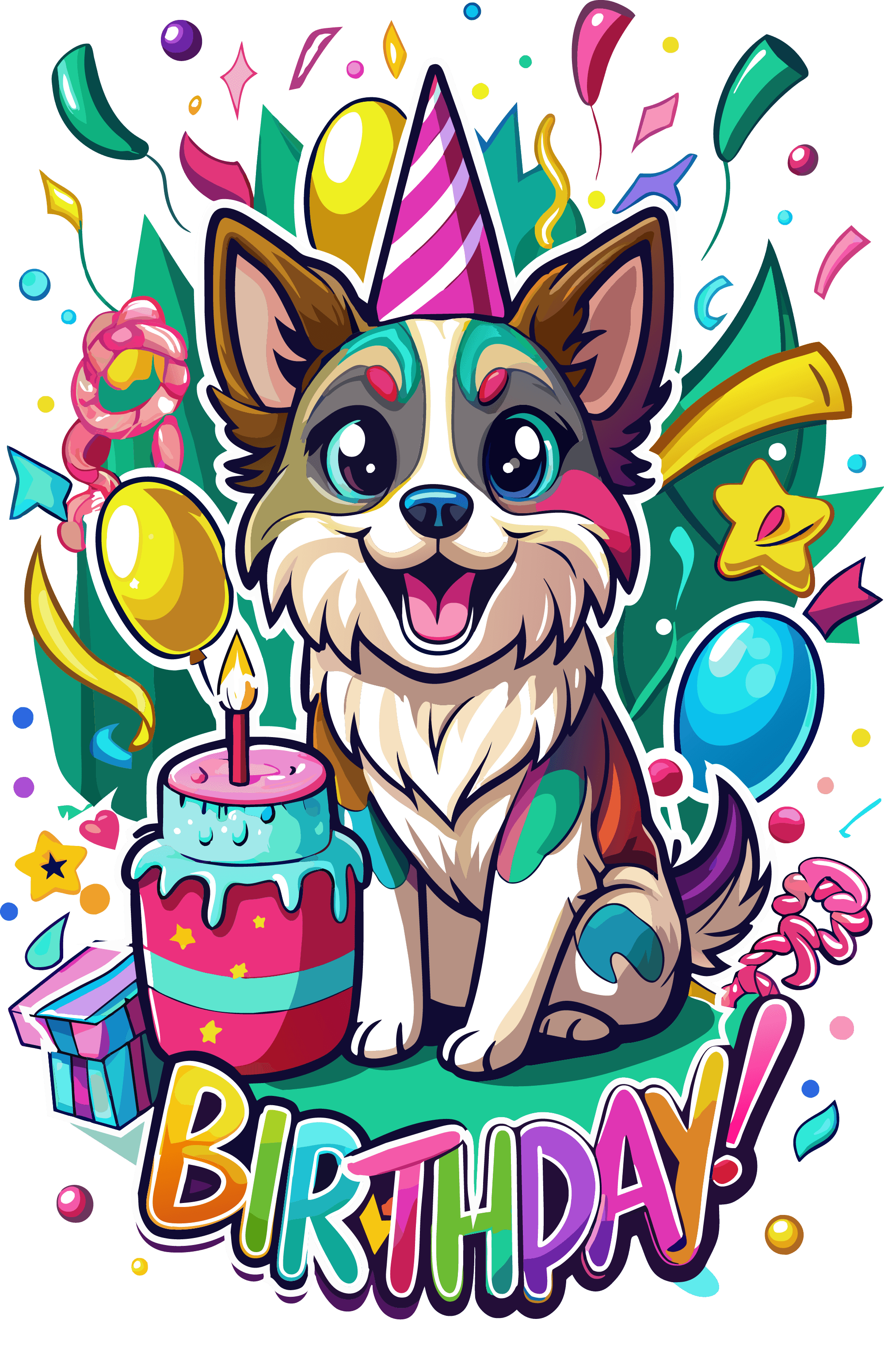 Smiling pup Birthday Bash DTF (direct-to-film) Transfer – Twisted Image ...