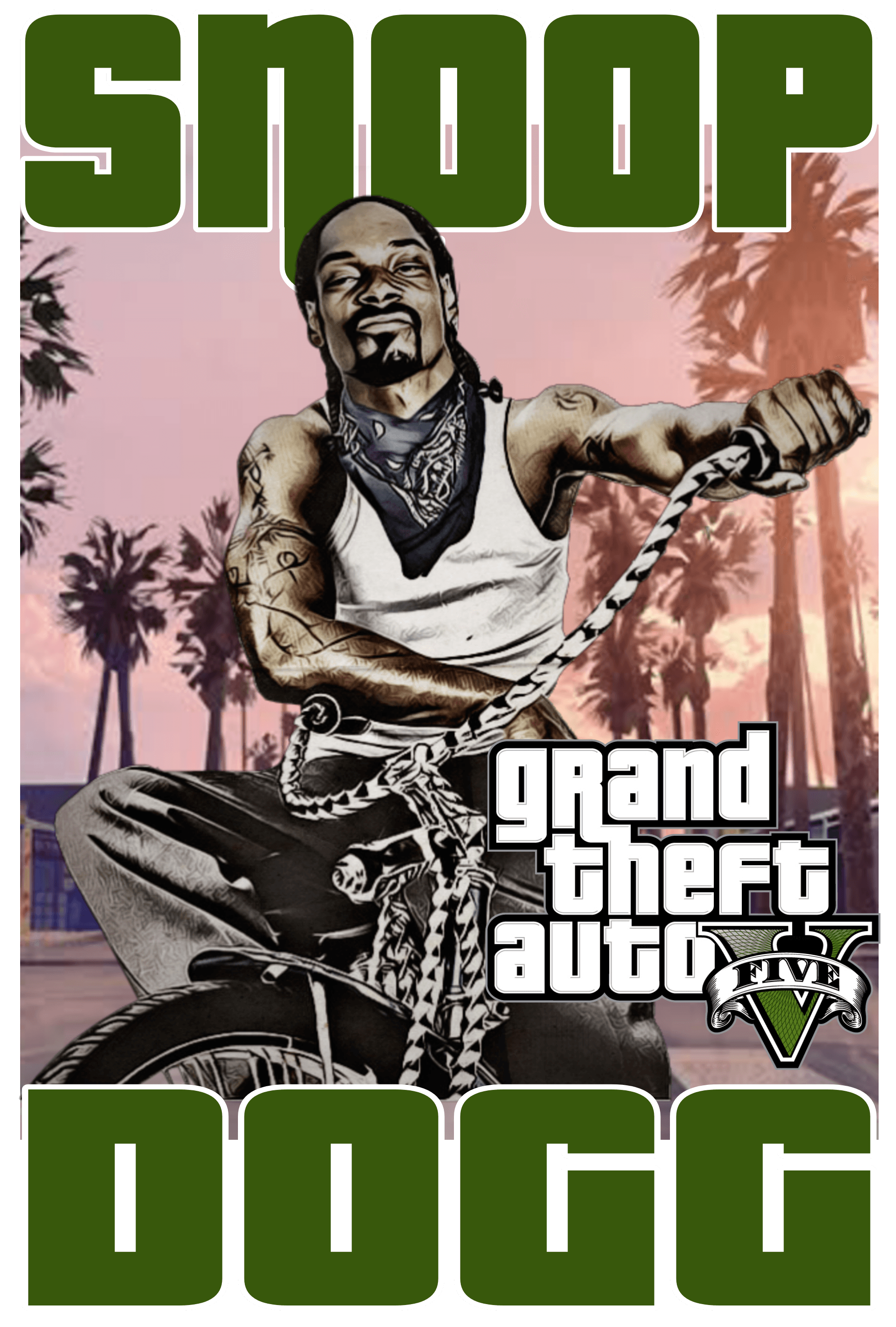 Snoop Dogg in Green Font Grand Theft Auto V Five DTF (direct-to-film ...