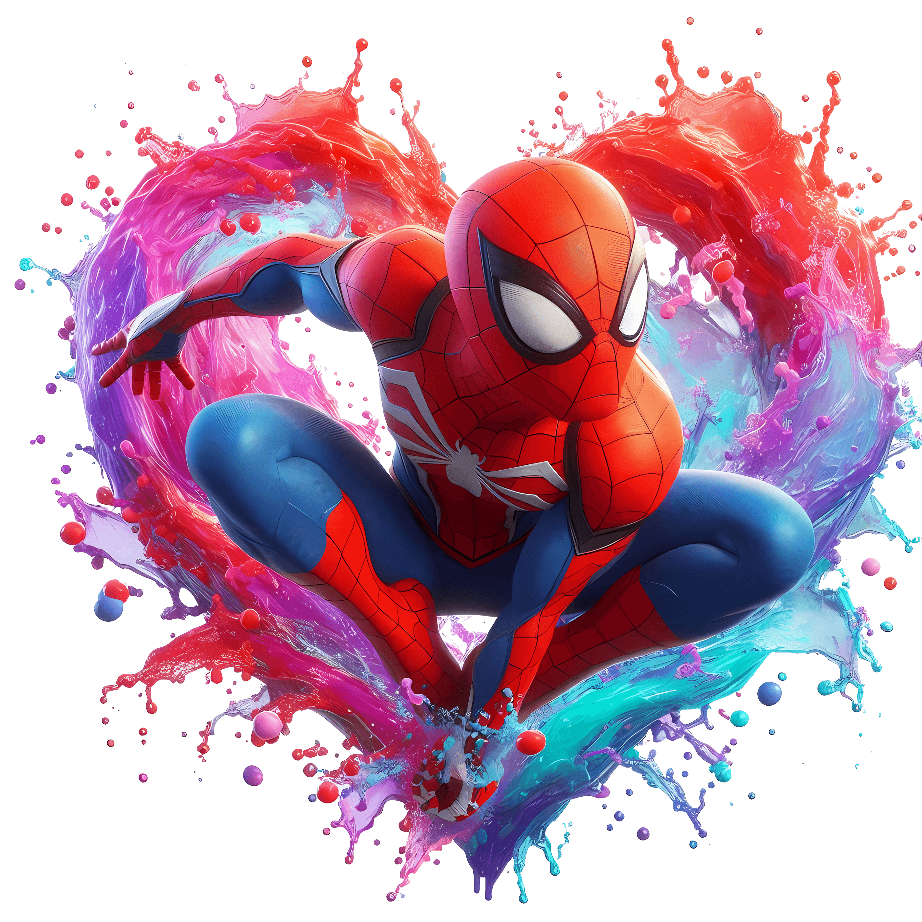 Spiderman in Heart Color Drip DTF (direct-to-film) Transfer – Twisted ...