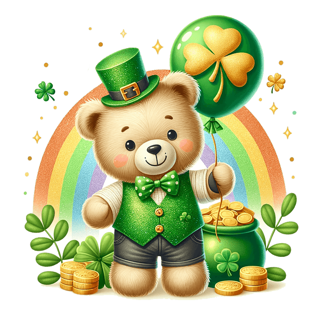 St. Patrick_s Day Bear in Jean Shorts DTF (direct-to-film) Transfer ...