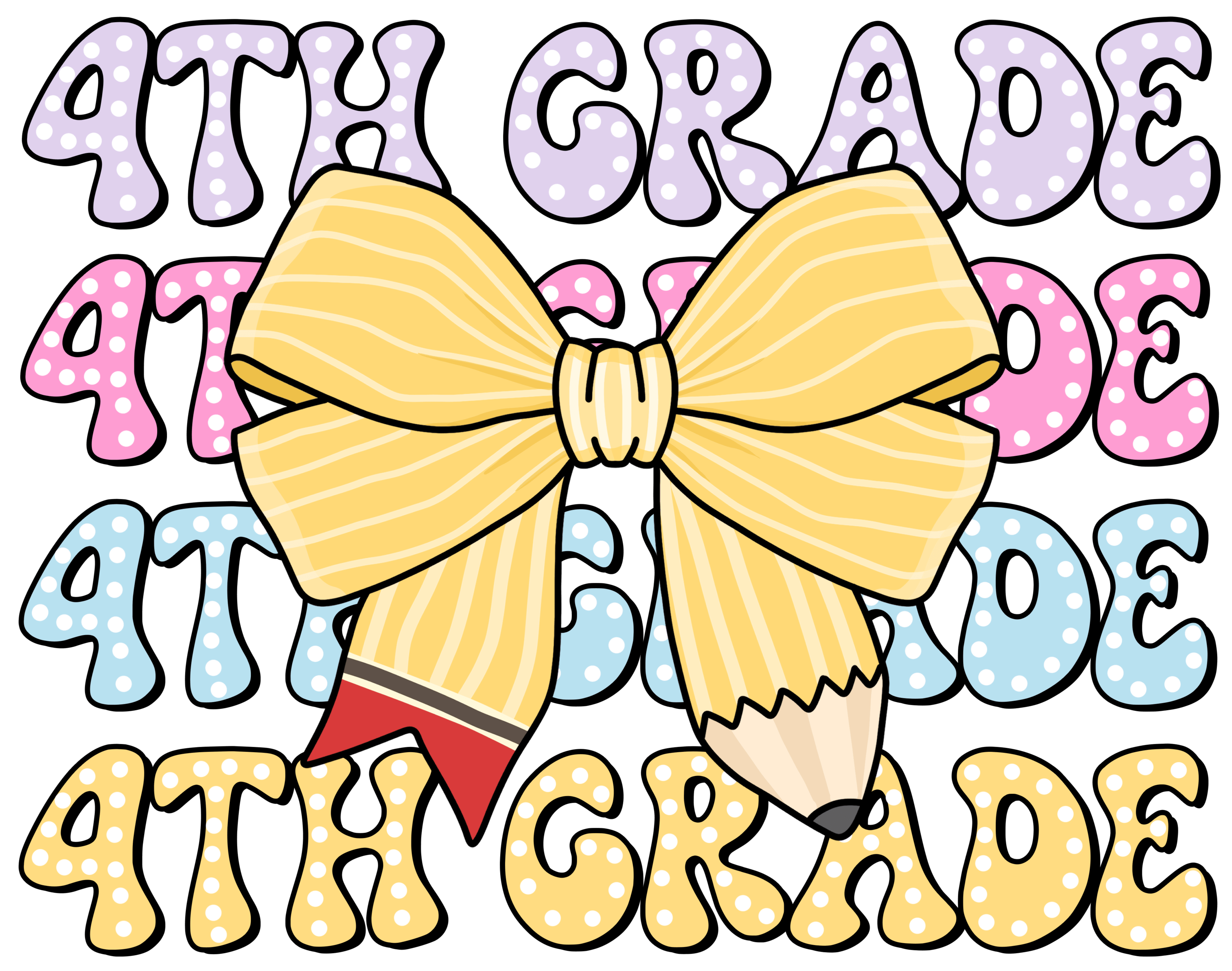 Stacked 4th Grade With Bow DTF (direct-to-film) Transfer – Twisted ...