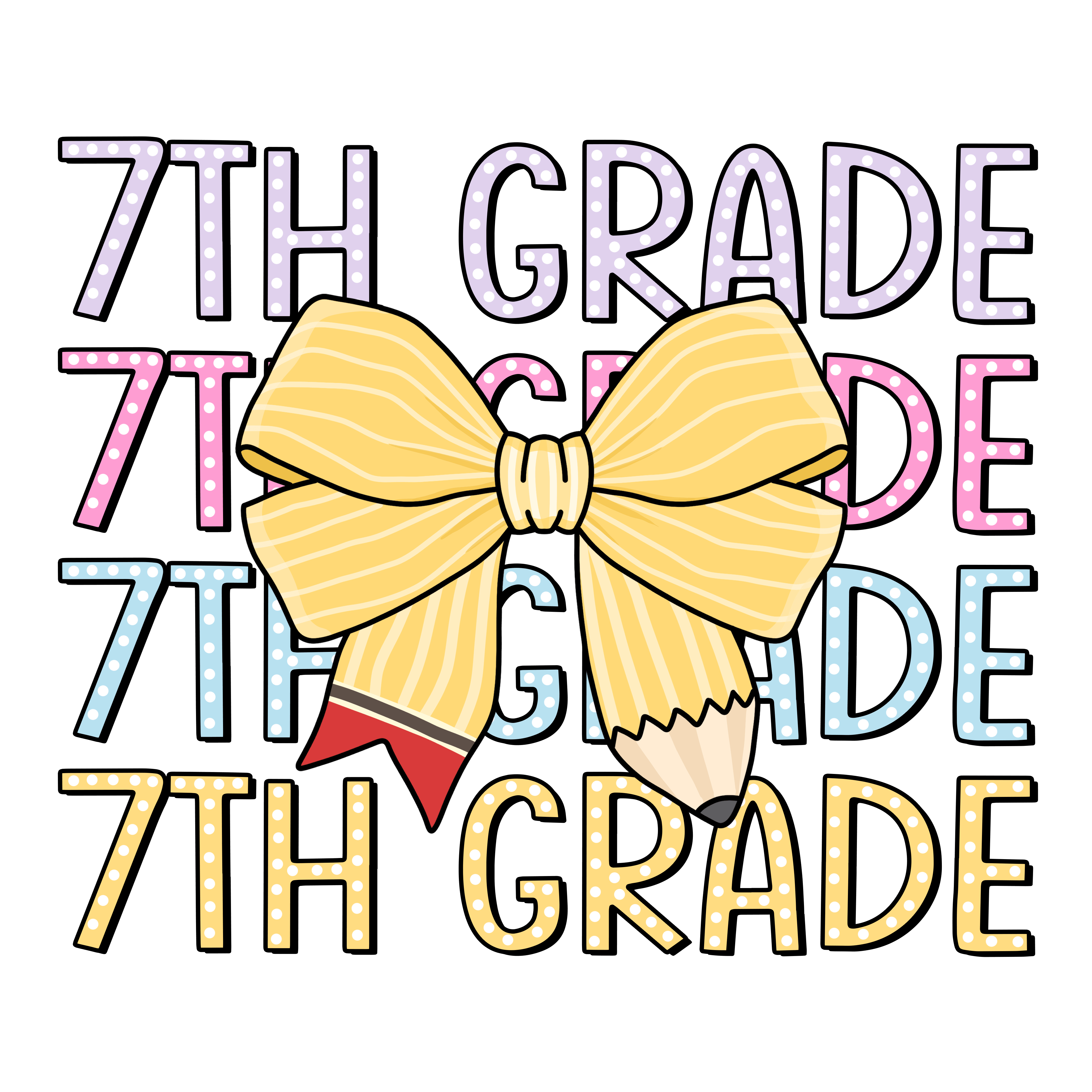 Stacked 7th Grade With Bow DTF (direct-to-film) Transfer – Twisted ...