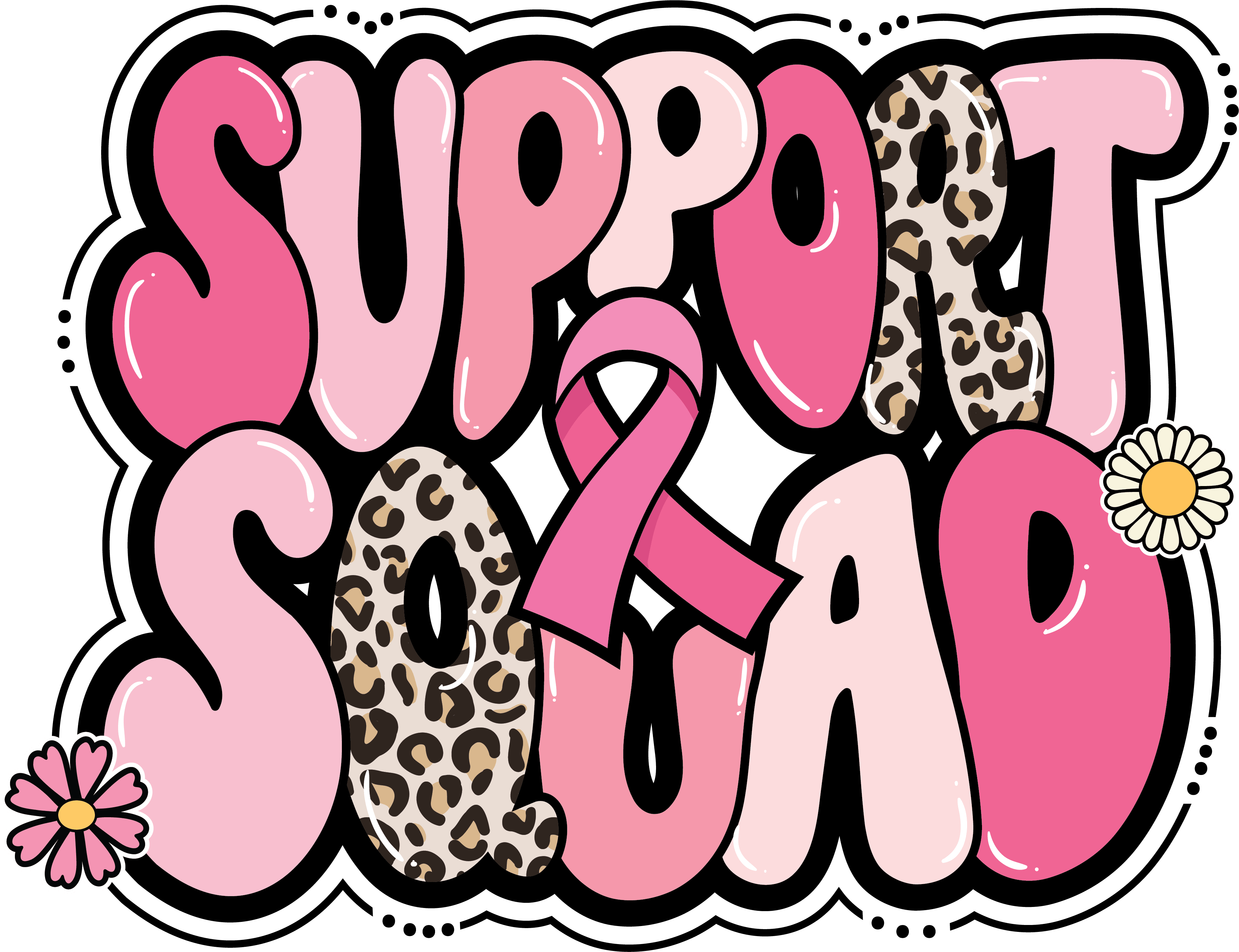 Support Squad Pink and Leopard Print Breast Cancer Awareness DTF ...