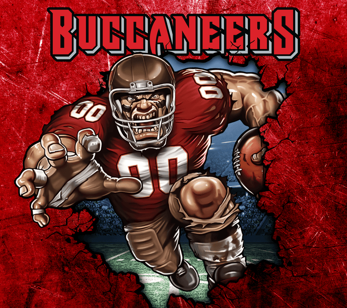 Tampa Bay Buccaneers With Animated Football Player UV-DTF 20 oz Skinny ...