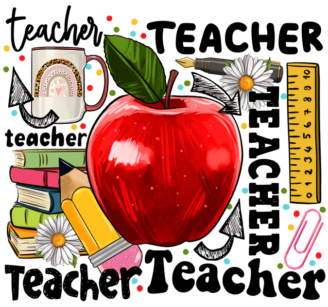 Teacher Collage DTF (direct-to-film) Transfer – Twisted Image Transfers