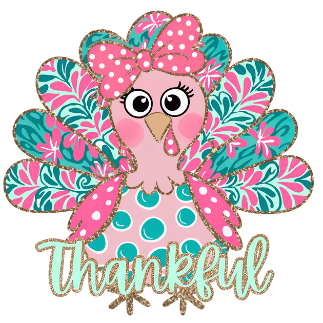 Thankful Pink Turkey DTF (direct-to-film) Transfer – Twisted Image ...