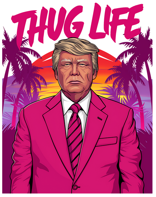 Thug Life Trump With Palm Trees DTF (direct-to-film) Transfer – Twisted ...