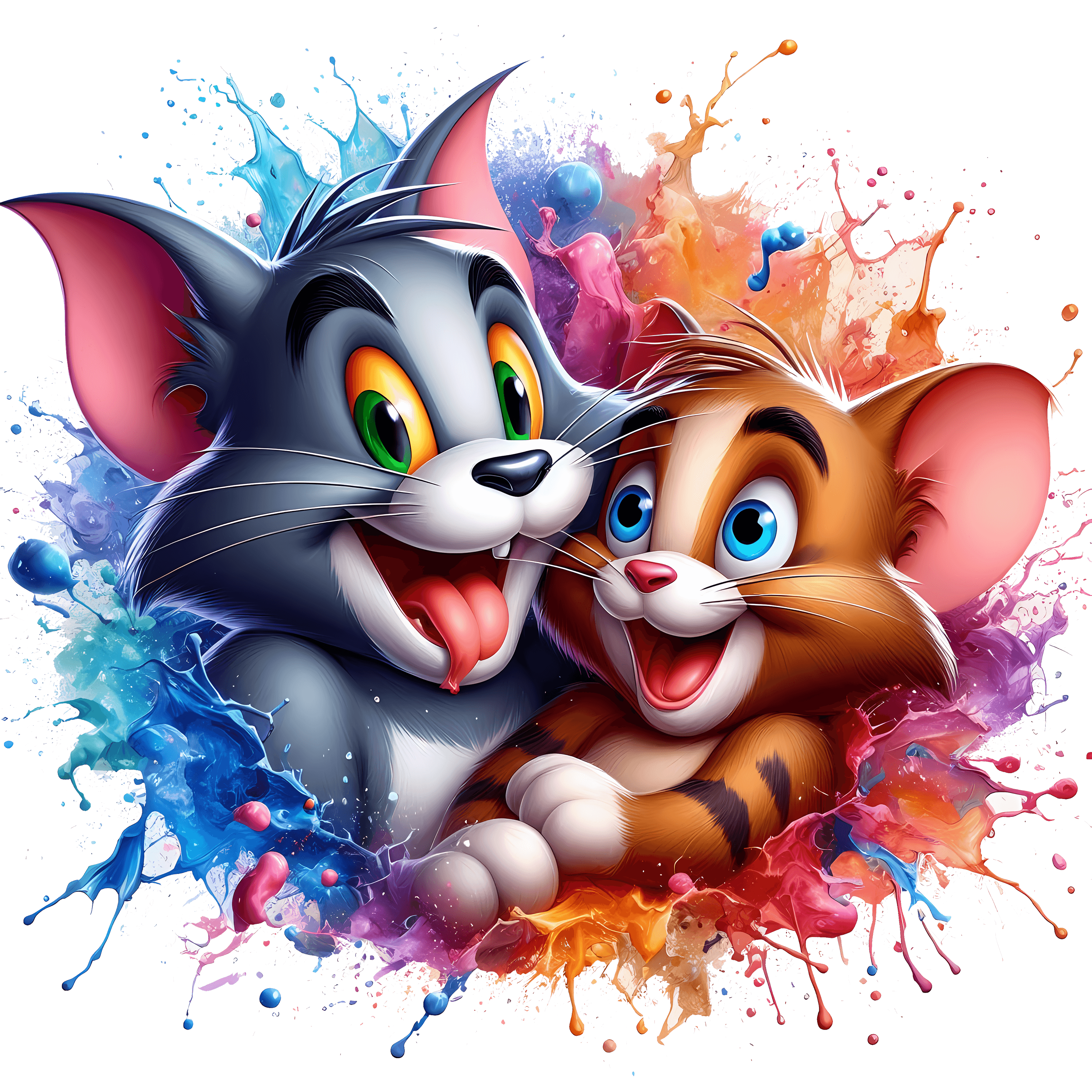 Tongue out Tom & Jerry Color Drip DTF (direct-to-film) Transfer – Twisted Image Transfers