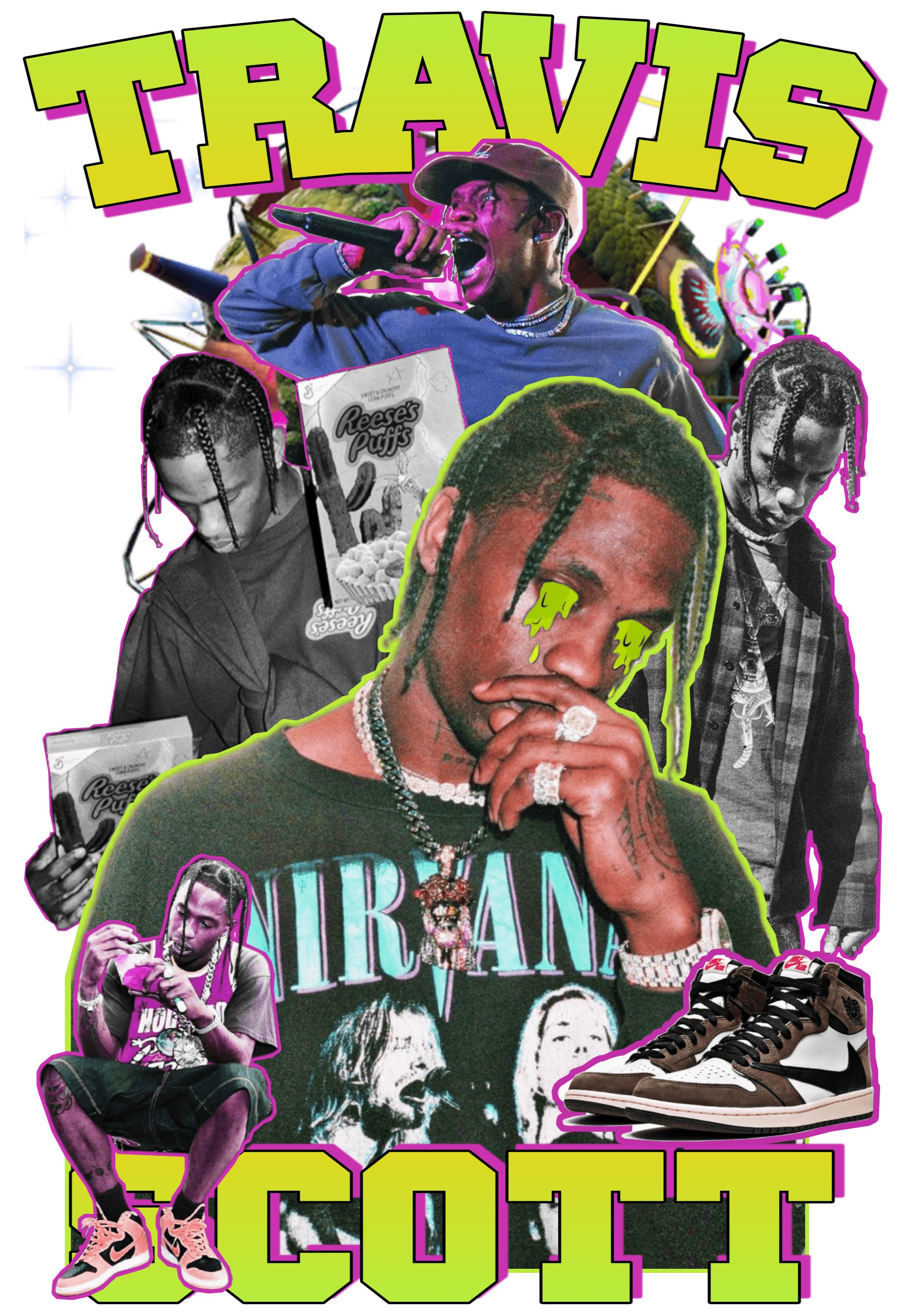 Travis Scott Yellow Font Nirvana Shirt DTF (direct-to-film) – Twisted ...