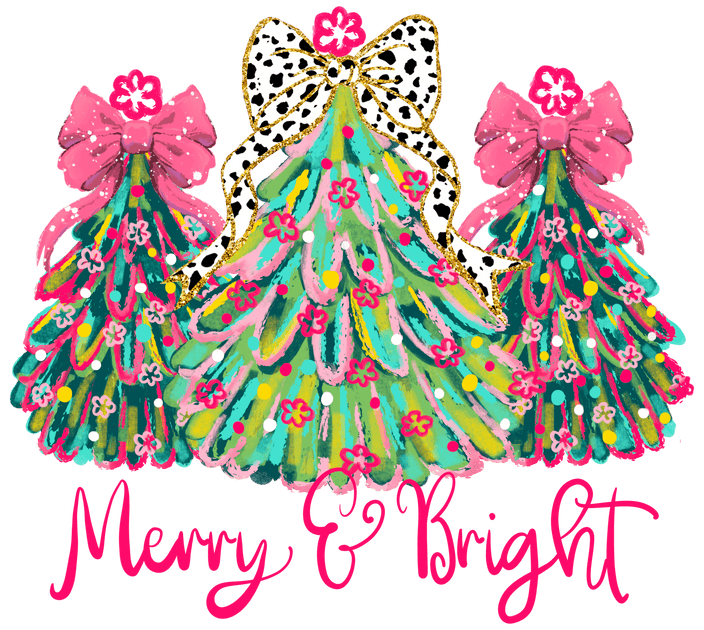 Trio Trees Two Pink Bows DTF (direct-to-film) Transfer – Twisted Image ...