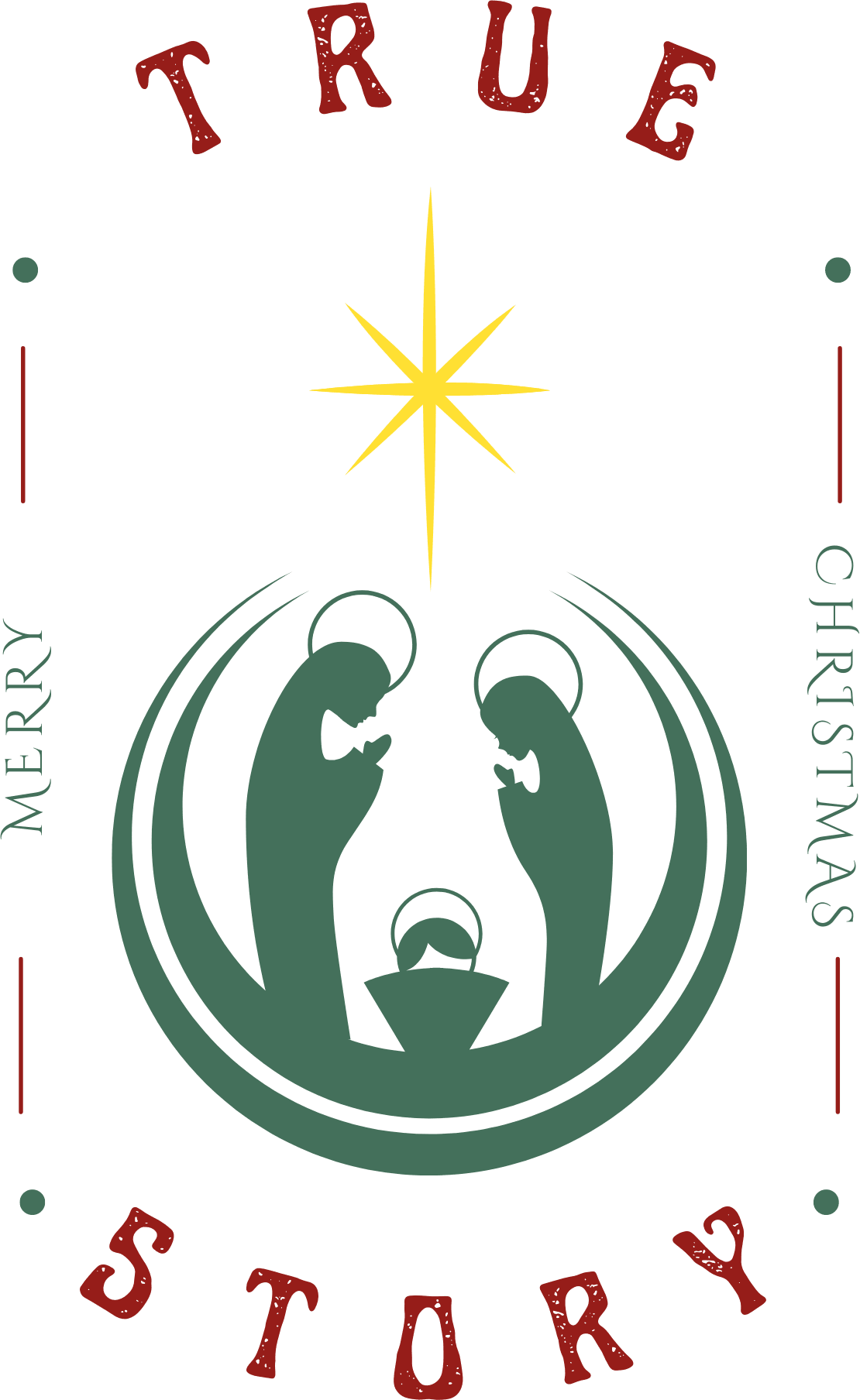 True Story Jesus Nativity Christmas in Green DTF (direct-to-film ...