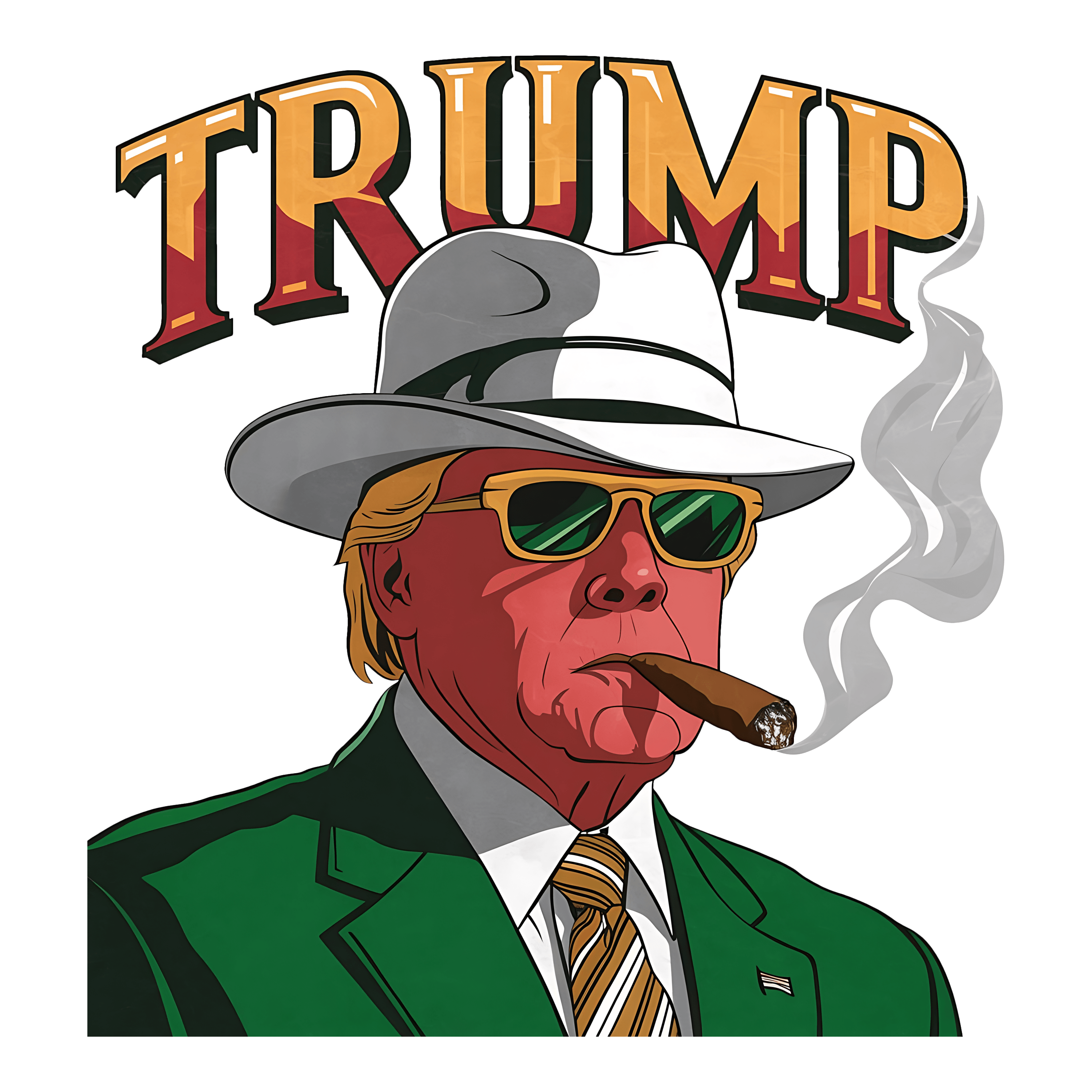 Trump in Green With Cigar DTF (direct-to-film) Transfer – Twisted Image ...