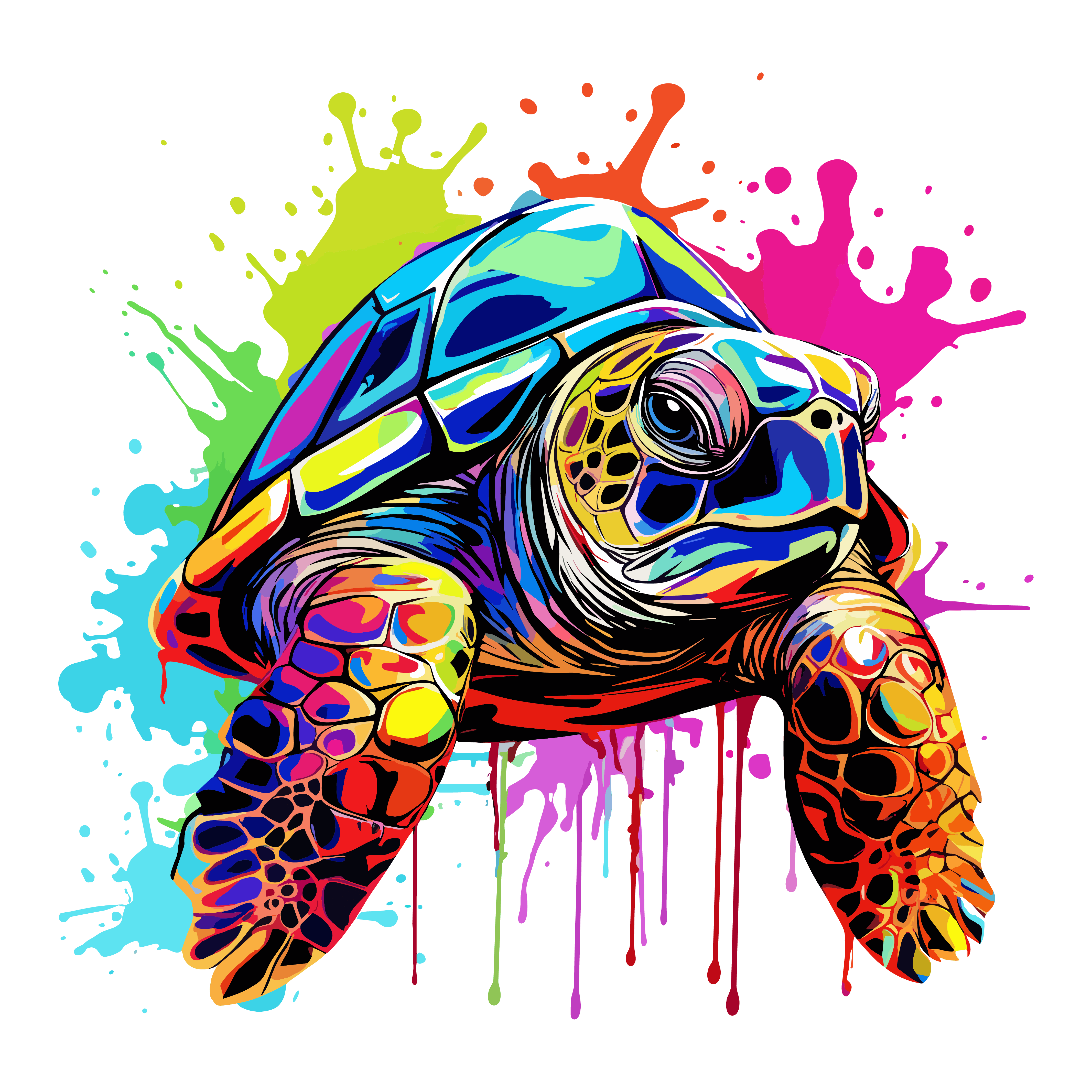 Turtle Color Drip DTF (direct-to-film) Transfer – Twisted Image Transfers