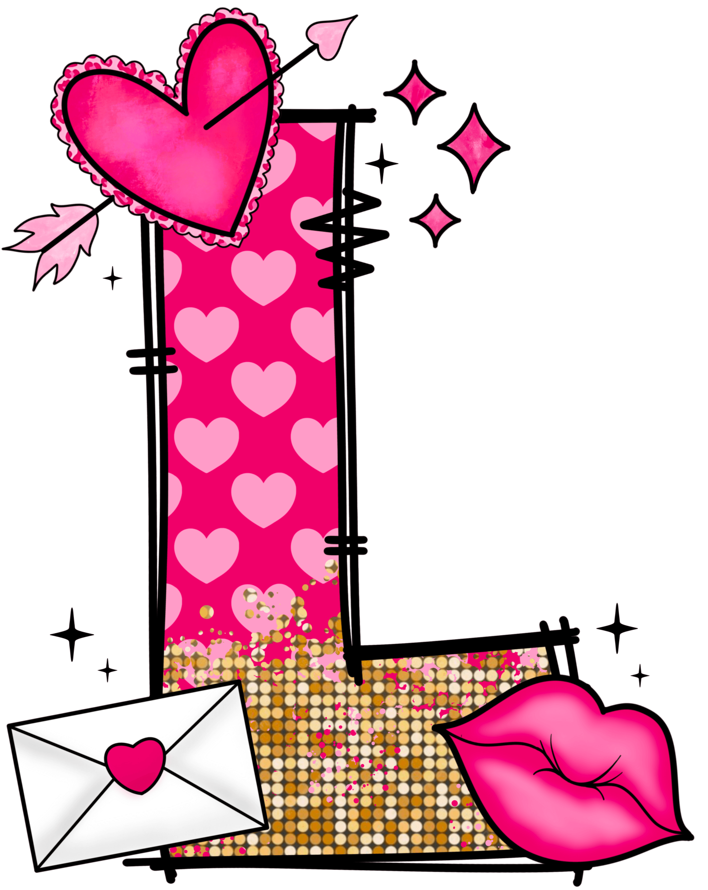 Valentine_s Day Letter L DTF (direct-to-film) Transfer – Twisted Image ...