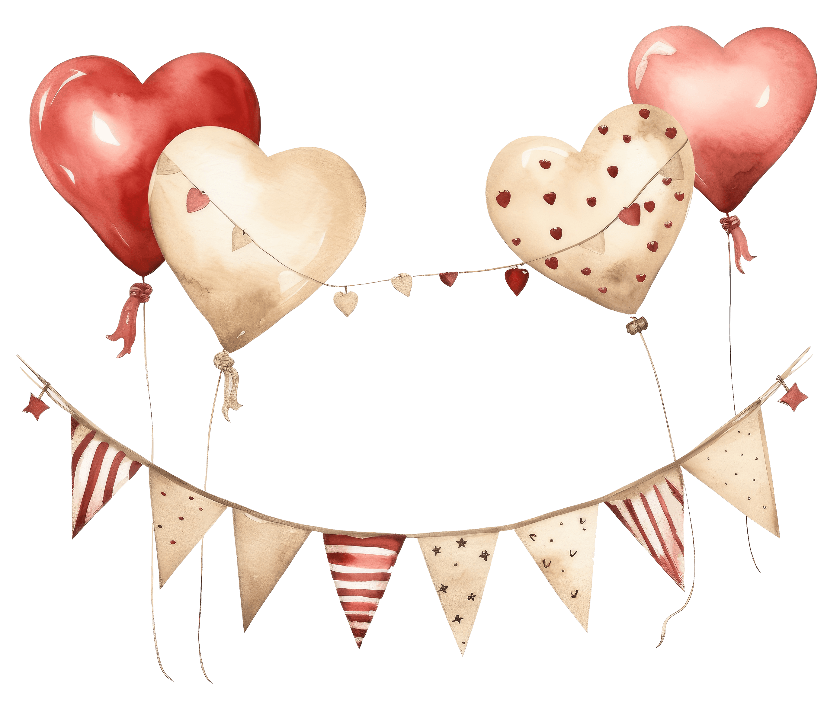 White And Pink Party Balloons With Flag Banner 2 DTF (direct-to-film ...