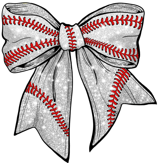 White Baseball Bow DTF (direct-to-film) Transfer – Twisted Image Transfers