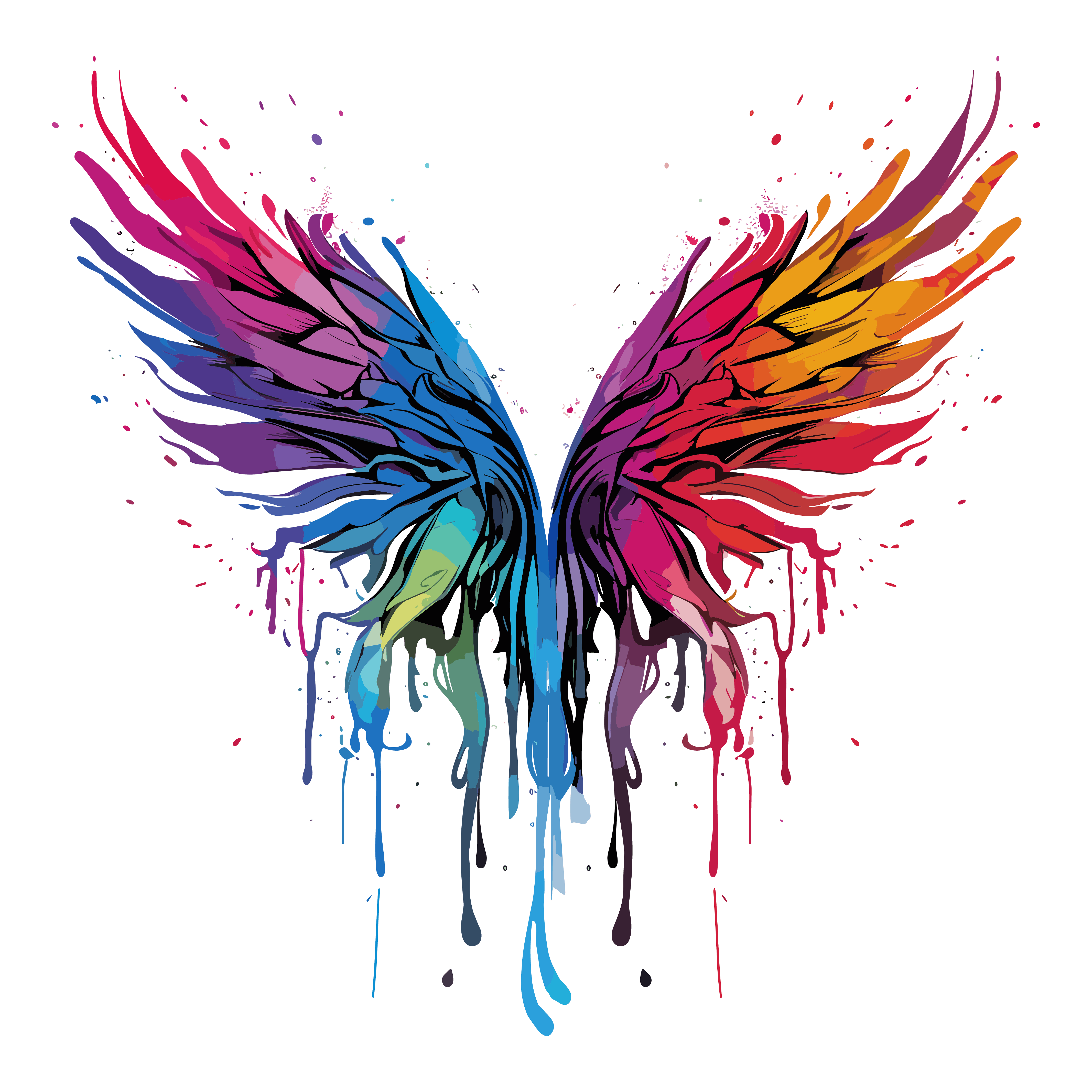 Wings Color Drip DTF (direct-to-film) Transfer – Twisted Image Transfers