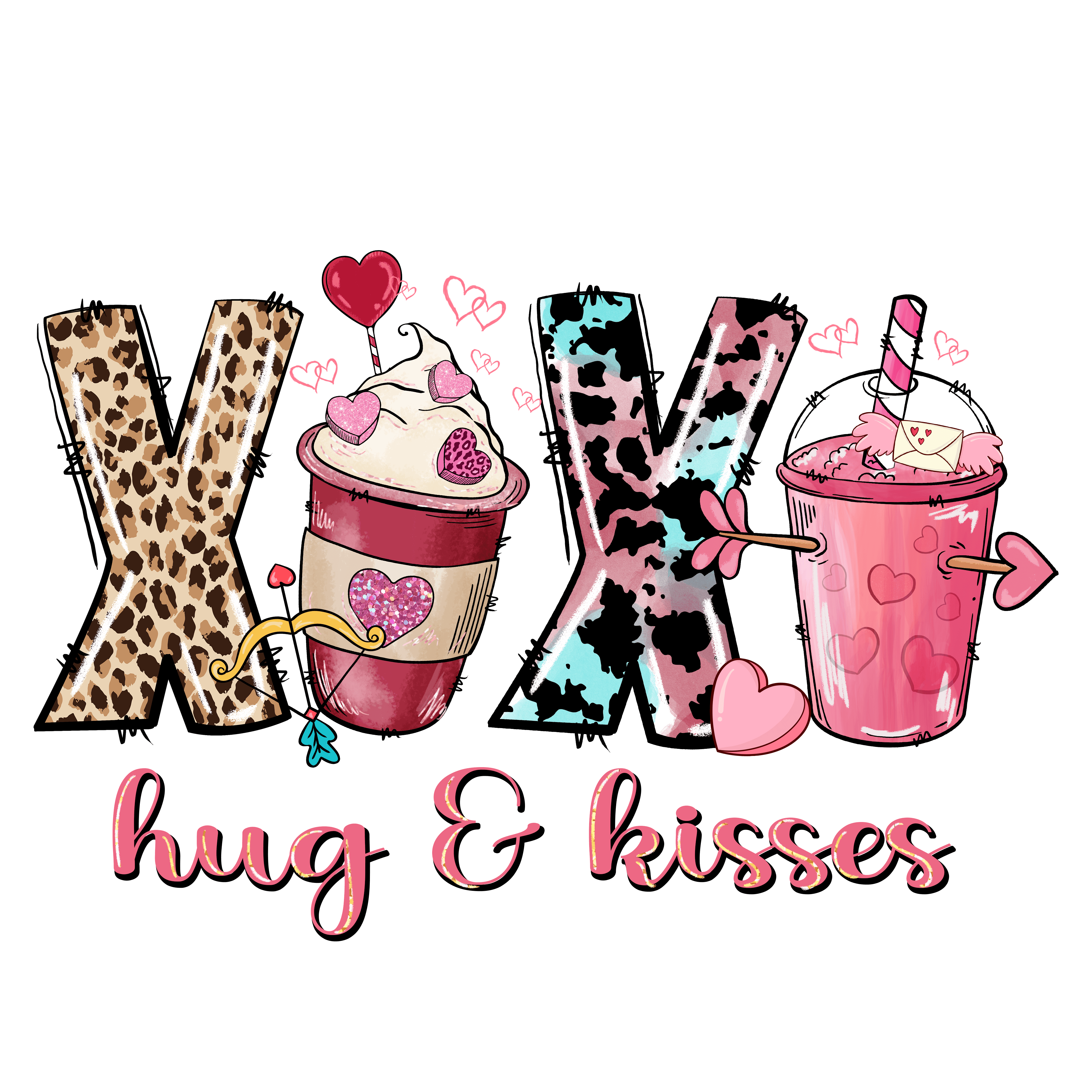 XOXO Hug and Kisses with Coffee DTF (direct-to-film) Transfer – Twisted ...