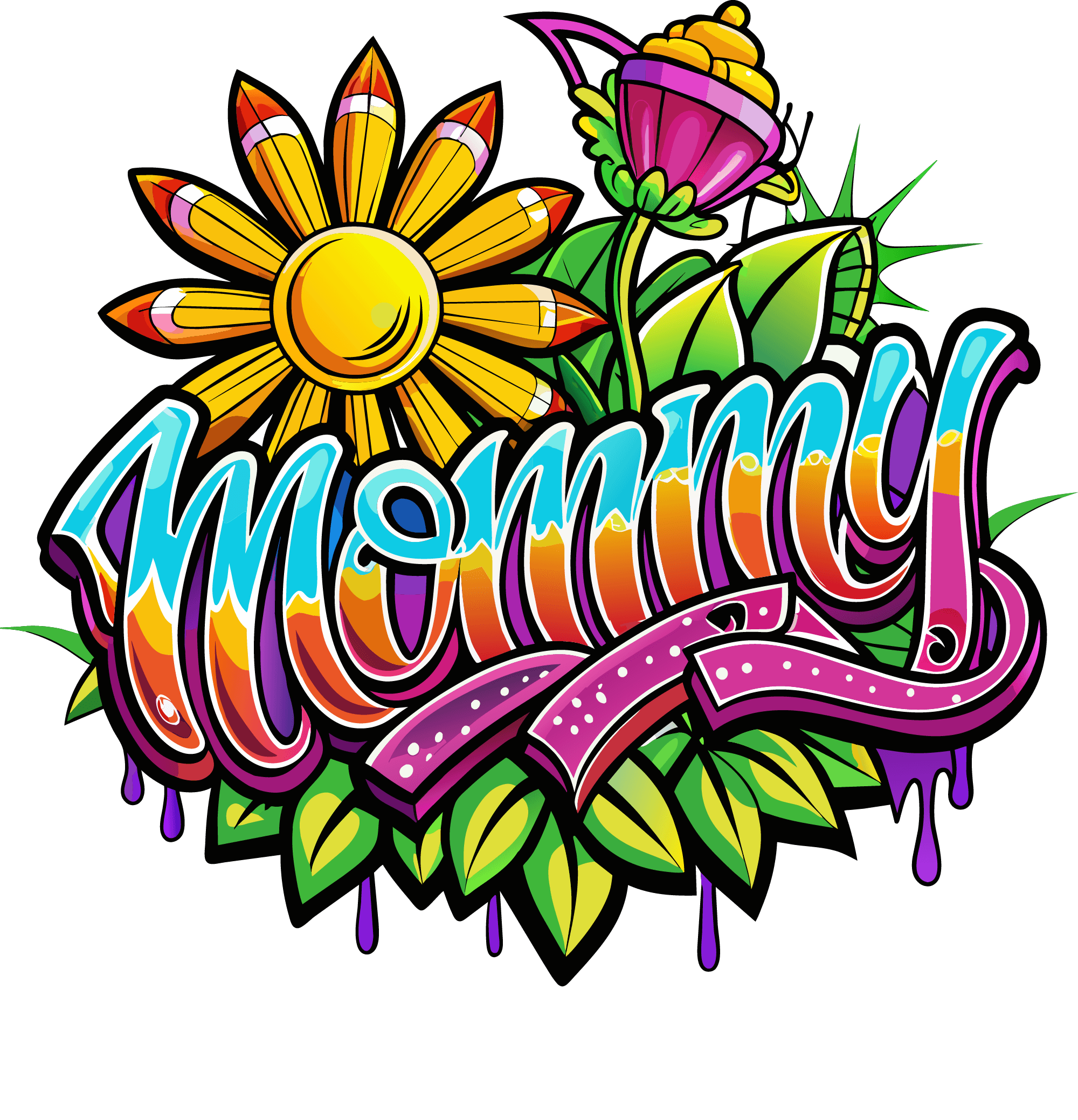 Yellow Flower Mommy Color Drip DTF (direct-to-film) Transfer – Twisted ...