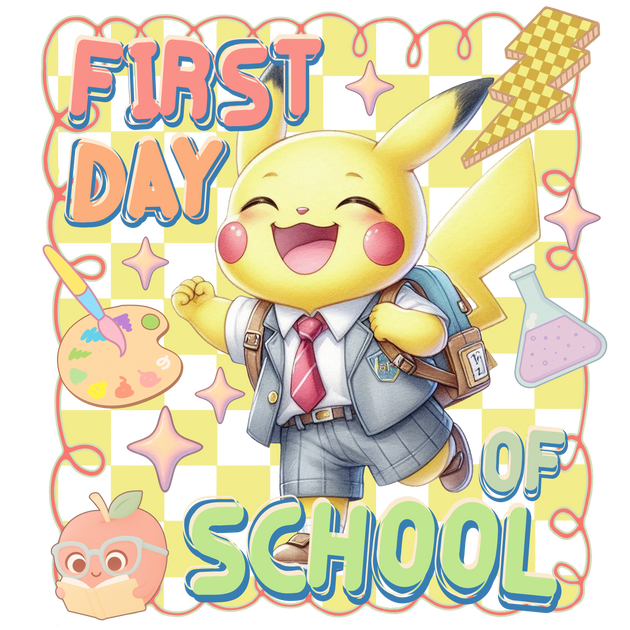 Yellow Pokemon First Day of School DTF (direct-to-film) Transfer ...